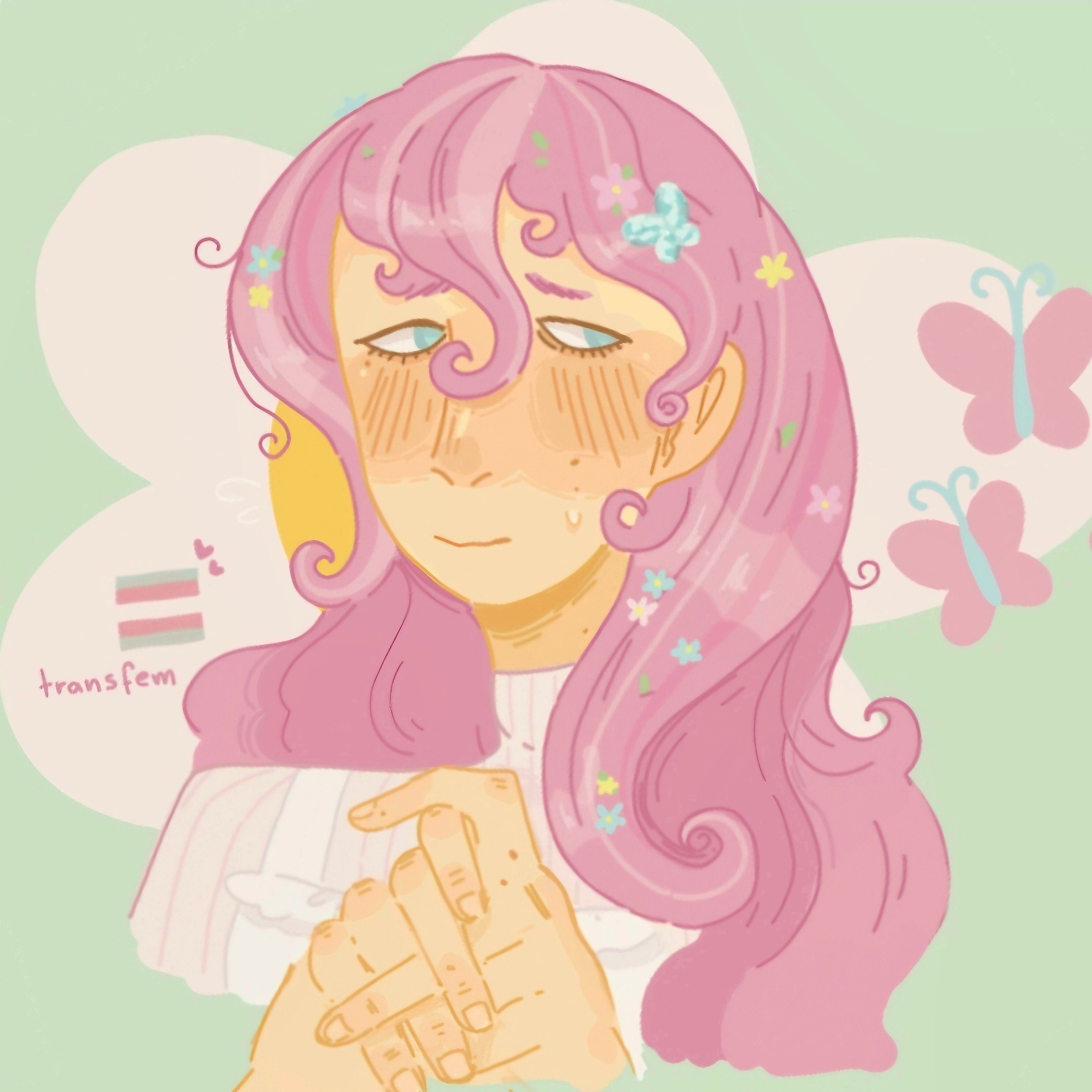 #3444650 - safe, artist:flutternutters, fluttershy, human, g4, blushing ...