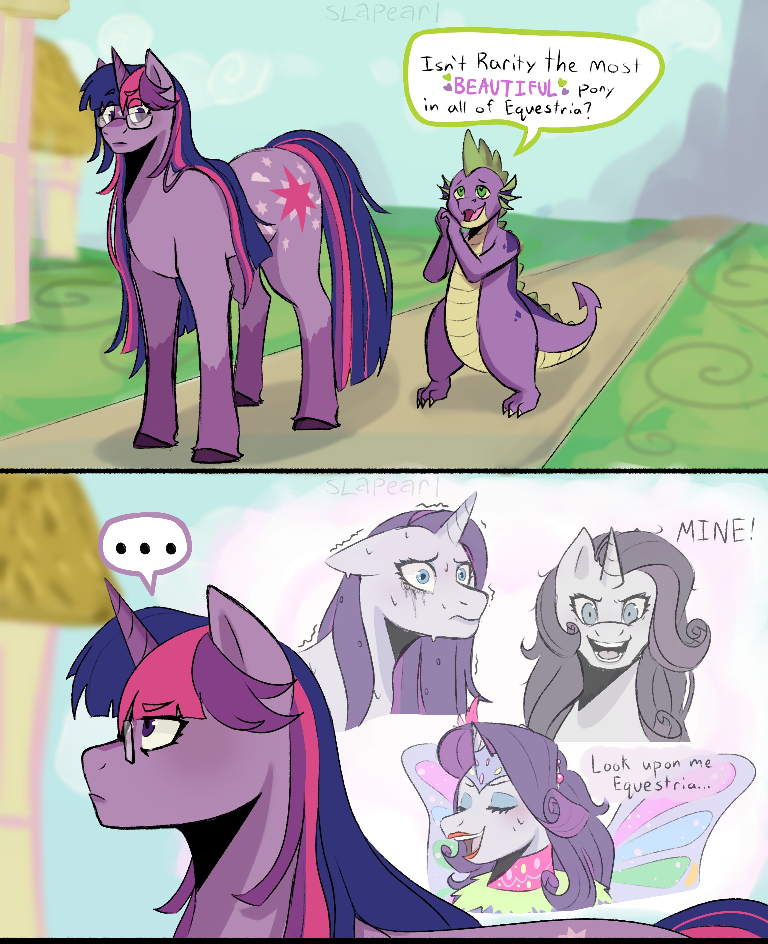 #3434429 - safe, artist:slapearl, rarity, spike, twilight sparkle ...