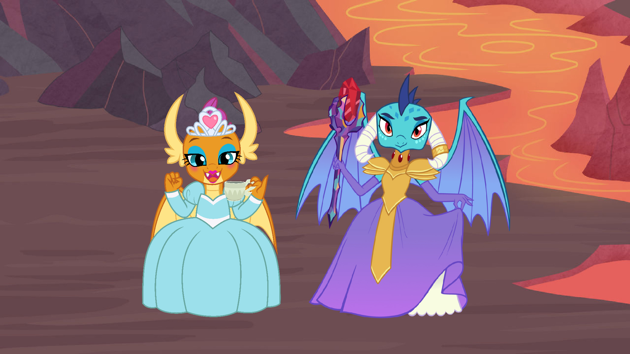 #3448394 - safe, artist:jhayarr23, artist:queencold, princess ember ...