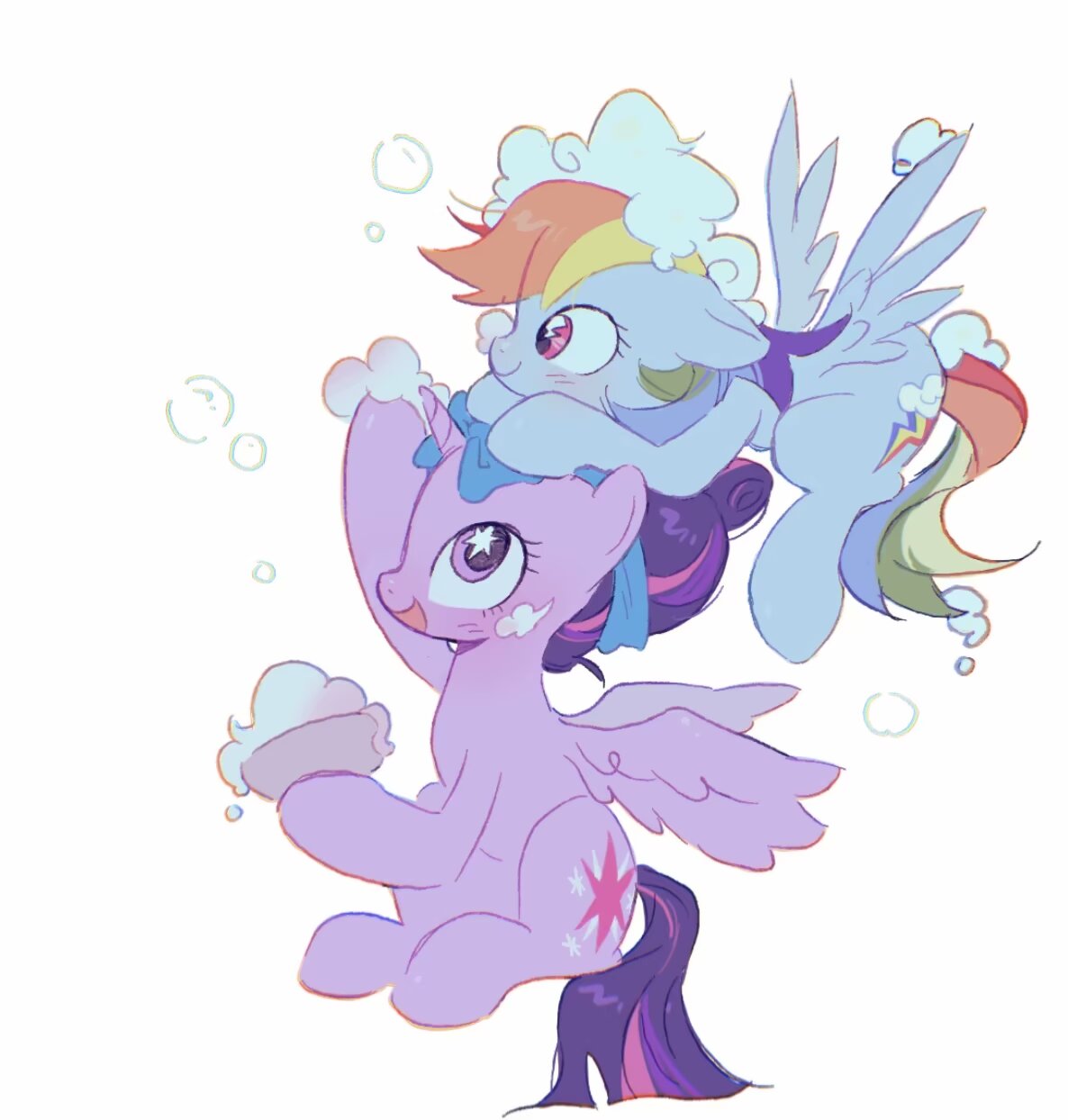 #3448819 - safe, artist:wooodd_, rainbow dash, twilight sparkle, alicorn, pegasus, pony, g4 ...