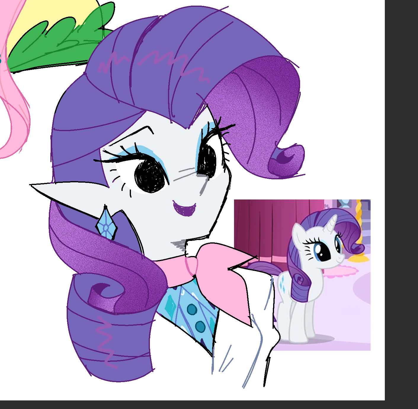 #3451063 - safe, artist:syrupyyy, fluttershy, rarity, human, pony ...