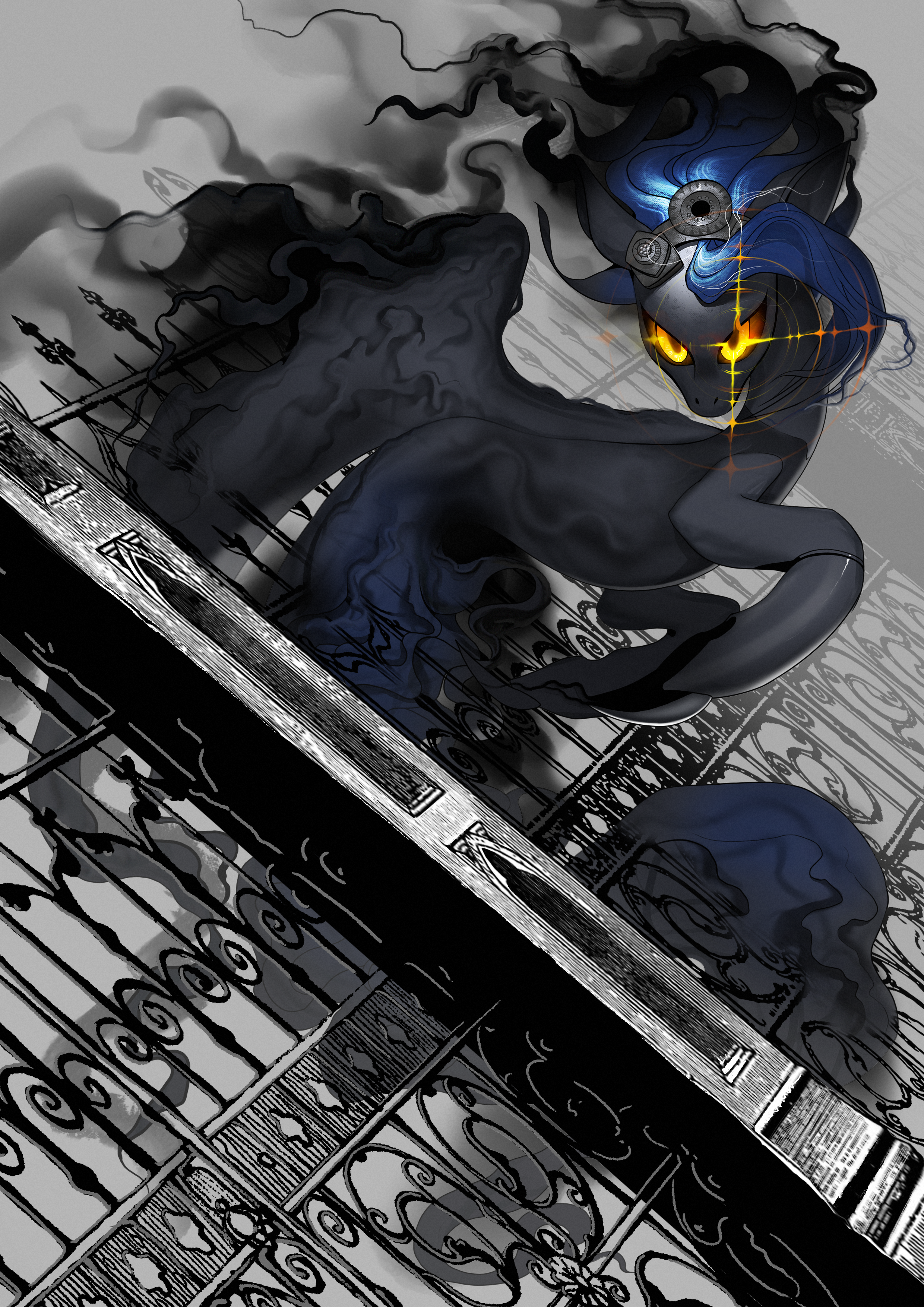 #3435310 - safe, artist:blazingstred, oc, oc only, oc:dusk blade, bat pony, fanfic:iron hearts ...