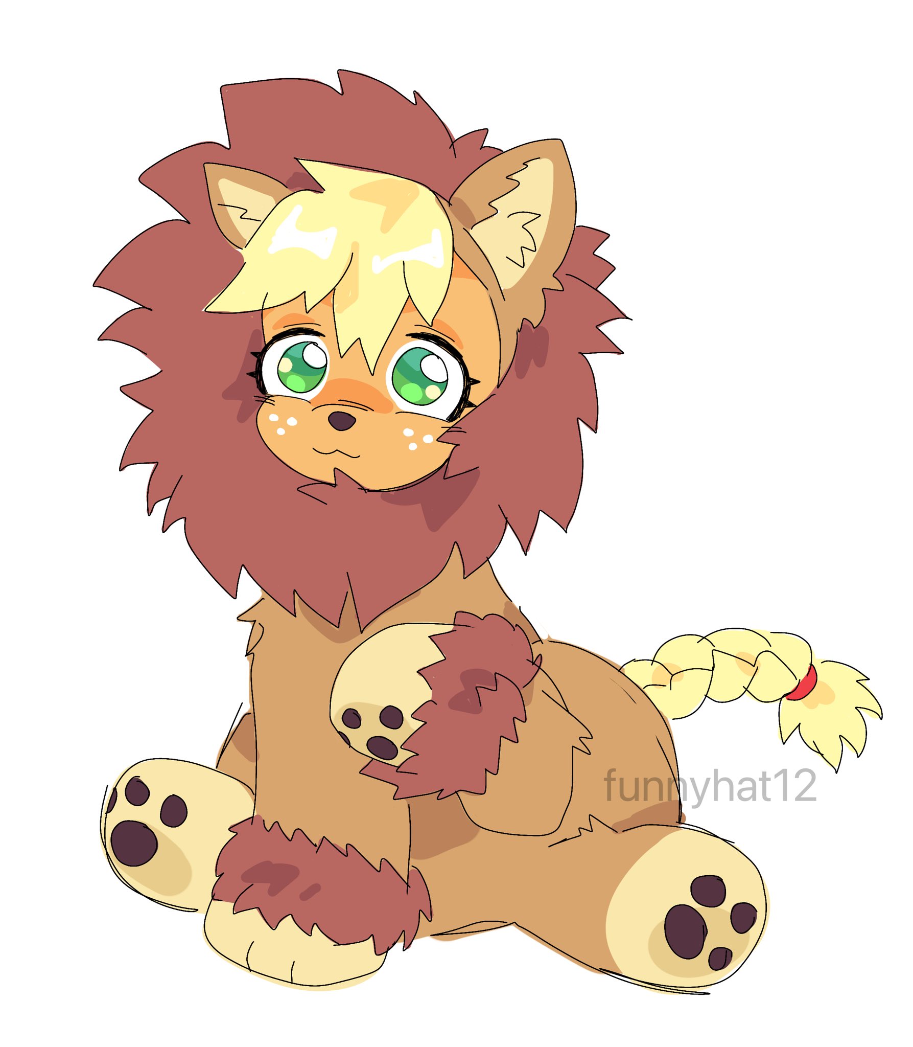 #3453401 - safe, artist:funnyhat12, applejack, big cat, earth pony ...