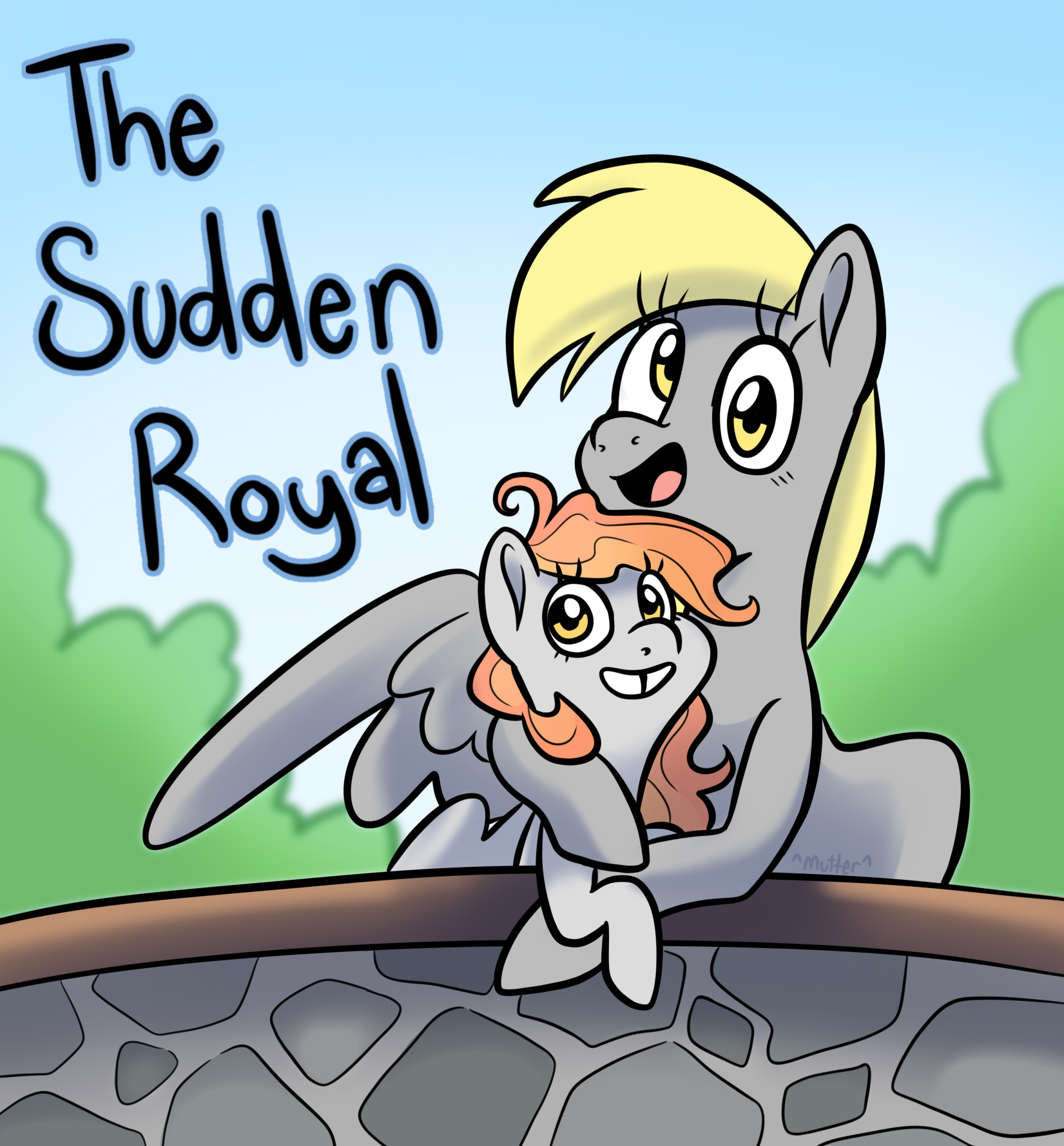 #3453635 - safe, artist:smirk, derpy hooves, oc, oc:morning dew ...