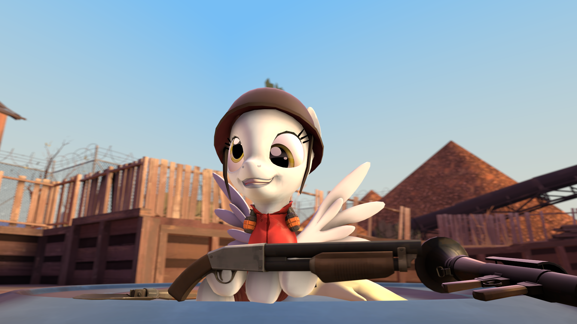 #3436477 - safe, derpy hooves, g4, 3d, soldier (tf2), source filmmaker ...