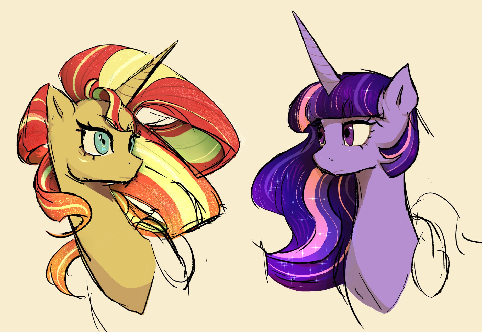 #3439010 - safe, artist:3leech, sunset shimmer, twilight sparkle ...