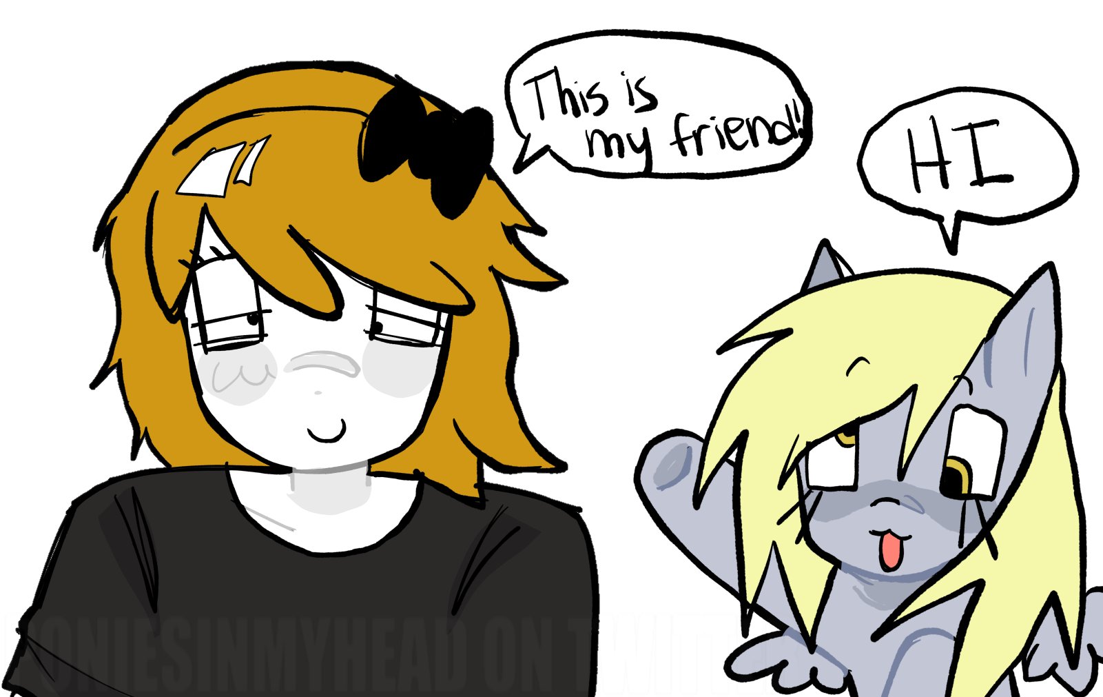 #3518787 - safe, artist:poniesinmyhead, derpy hooves, human, g4, derpina, duo, duo female ...