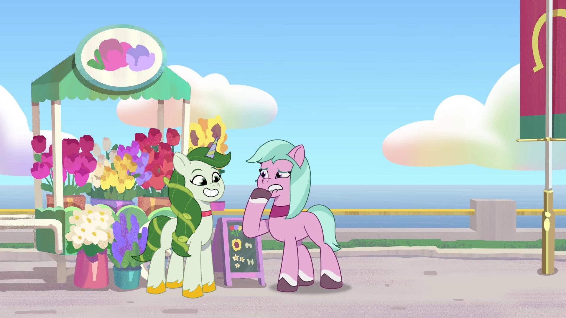 #3518887 - safe, artist:prixy05, dahlia, leaf pony, foal me once, g5 ...