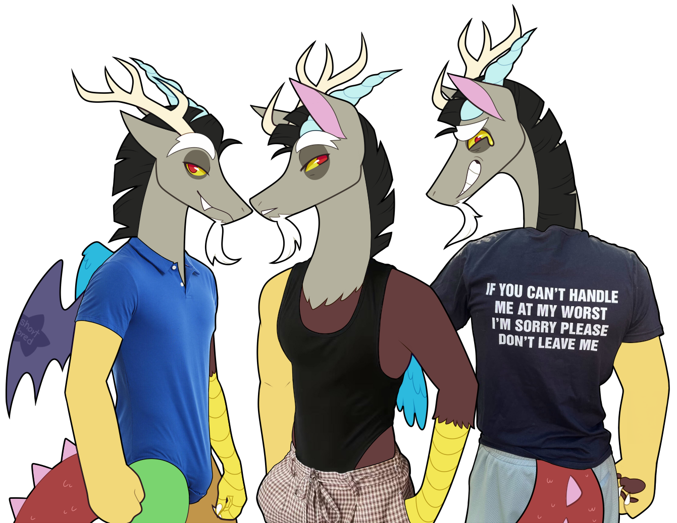 #3528972 - safe, artist:shortbred, discord, draconequus, anthro, g4 ...