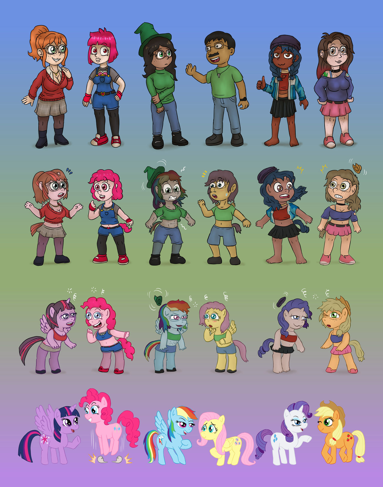 #3533946 - safe, artist:glockens, applejack, fluttershy, pinkie pie ...