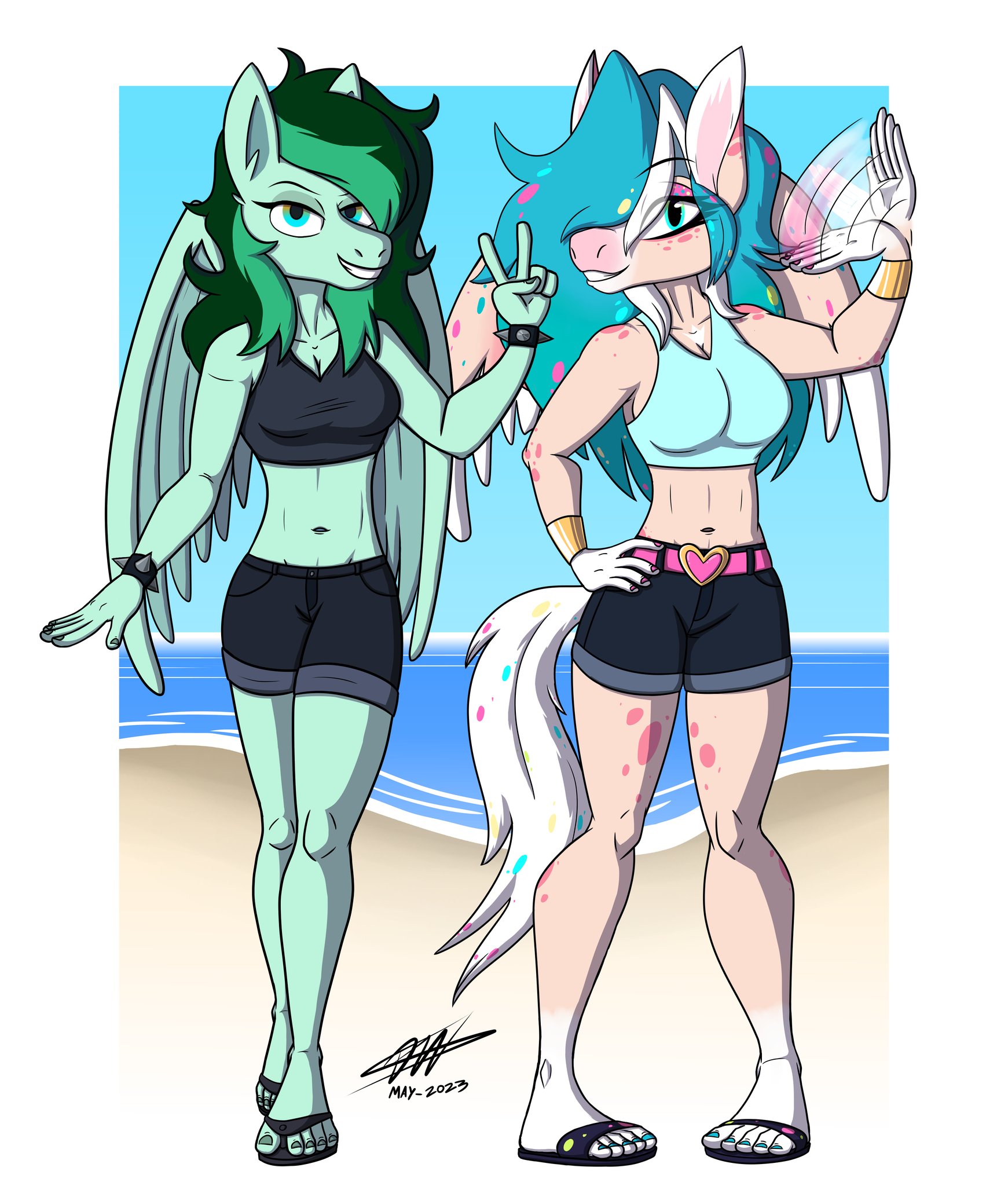 #3535843 - safe, artist:phalanxbd, oc, oc:cupcake, oc:eden shallowleaf, pegasus, anthro ...