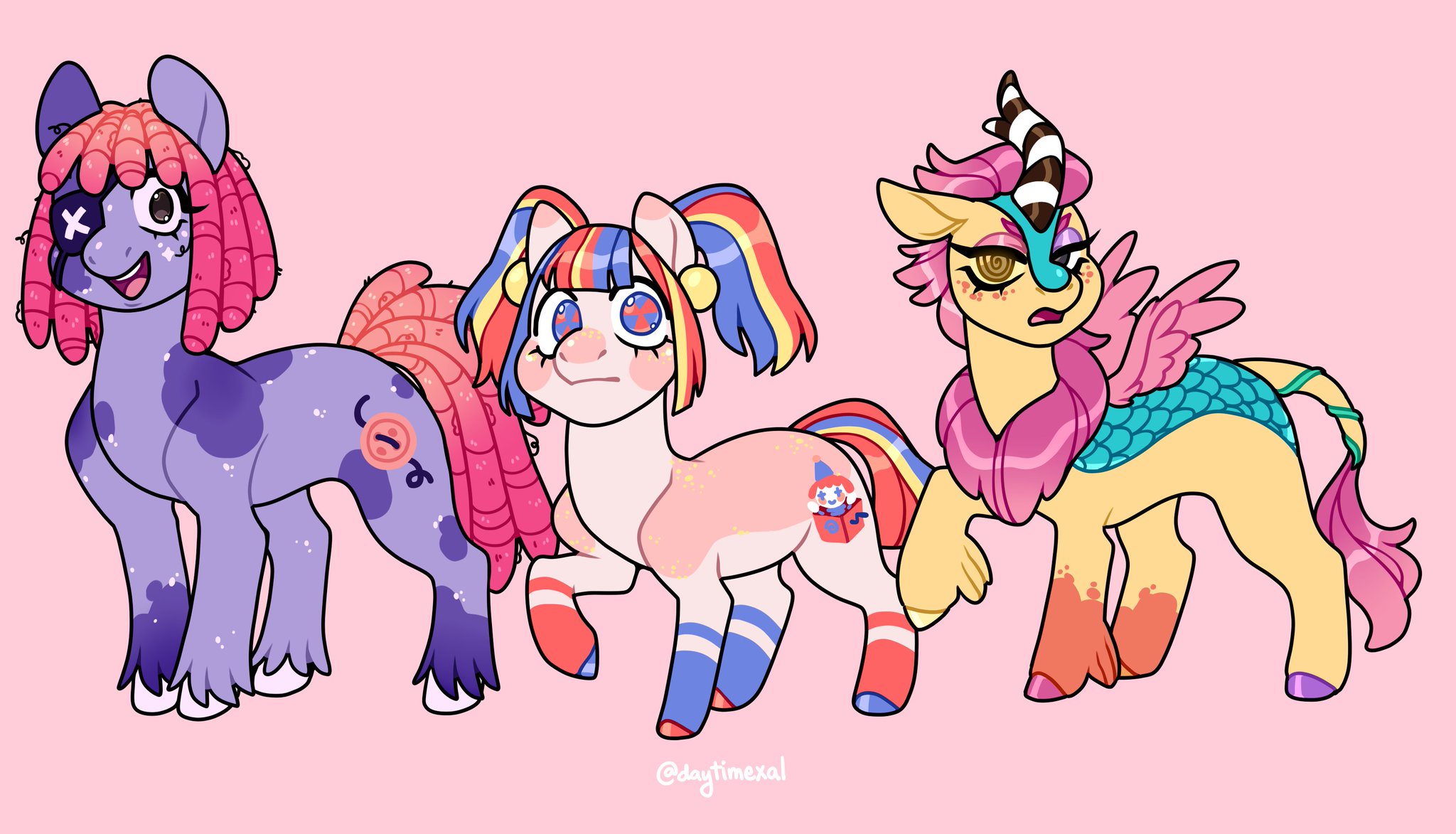 #3536489 - safe, artist:daytimexal, earth pony, kirin, pony, ambiguous ...