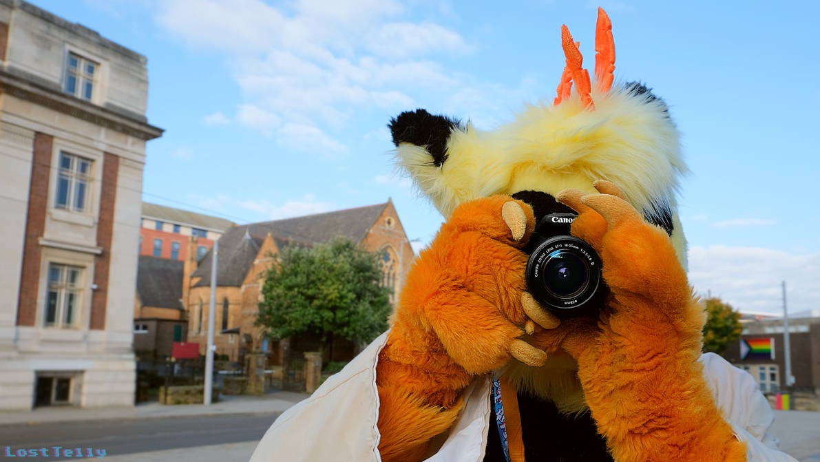 #3537234 - safe, oc, oc only, oc:electuroo, griffon, bust, fursuit, irl ...