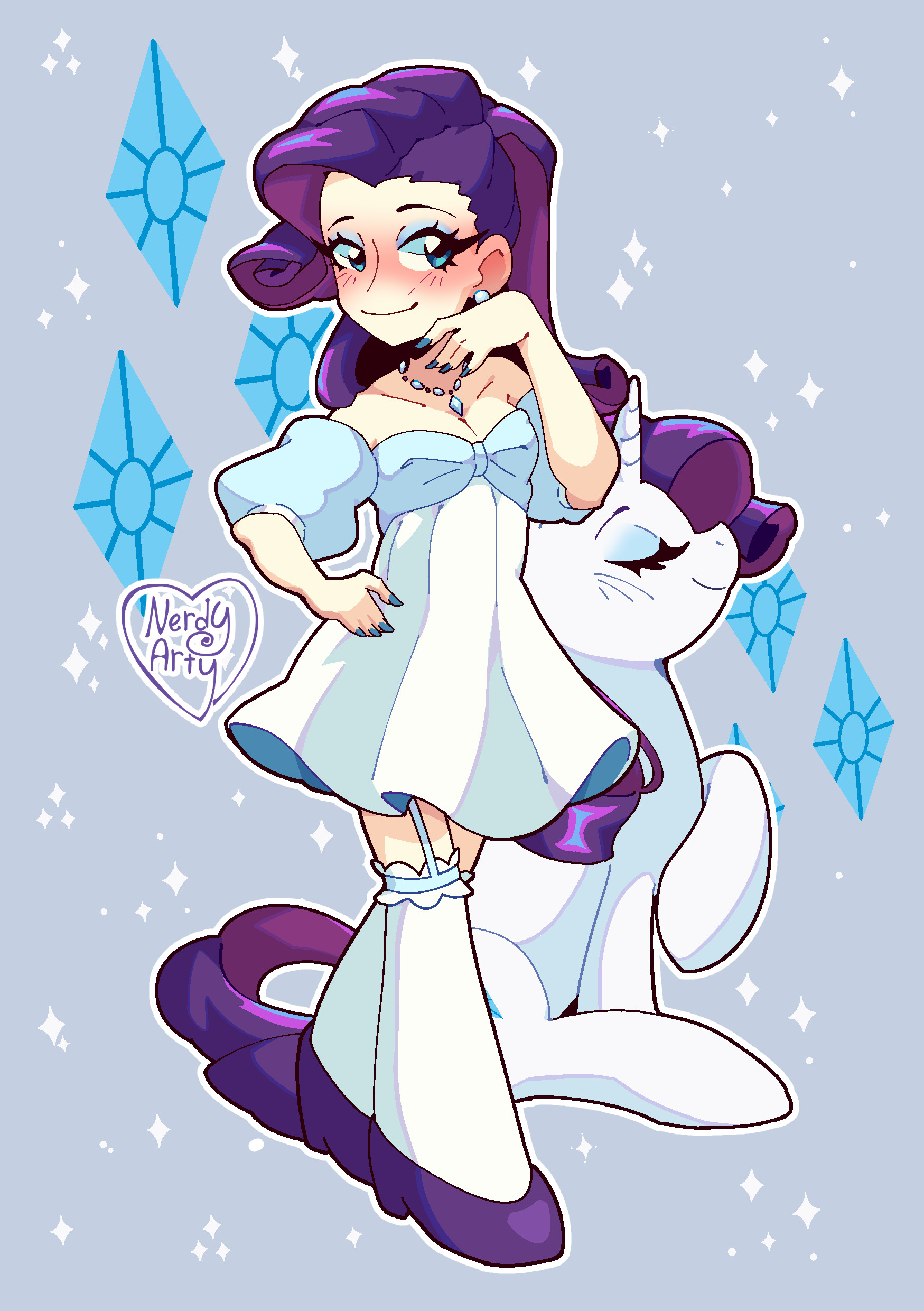 #3537325 - safe, artist:nerdy-arty, rarity, human, g4, cute, humanized ...