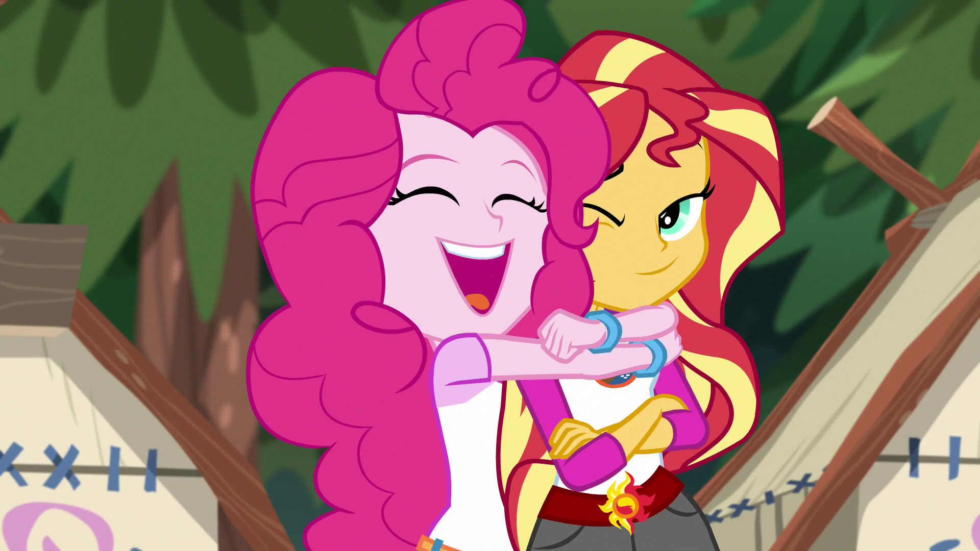 #3520309 - safe, screencap, pinkie pie, sunset shimmer, human ...