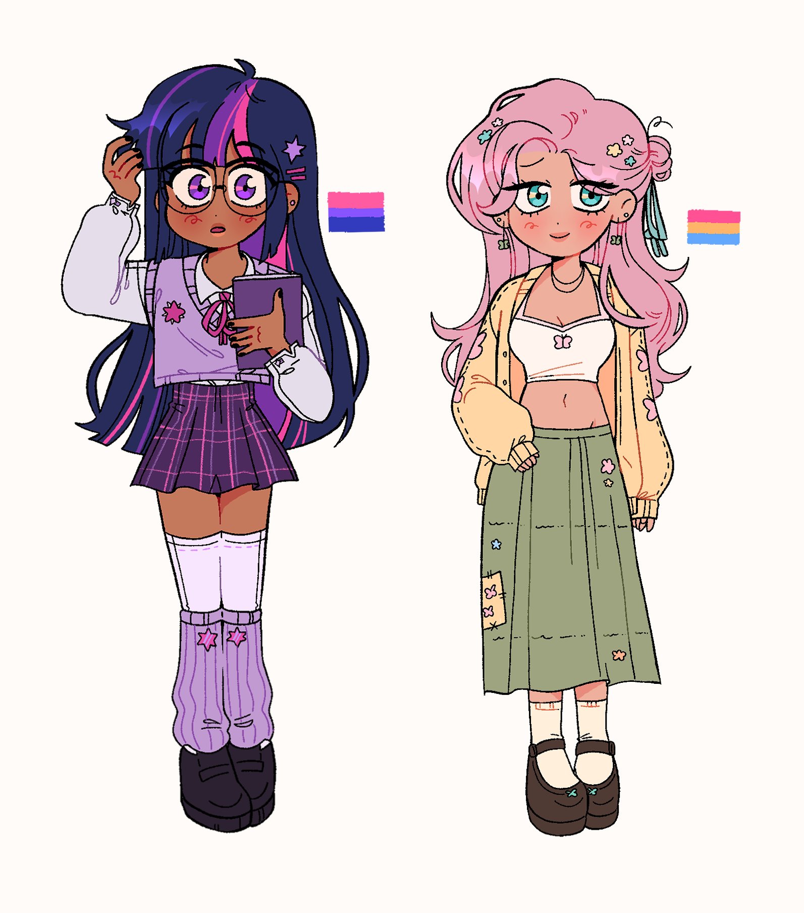 #3538965 - safe, artist:amyahue, fluttershy, sci-twi, twilight sparkle ...