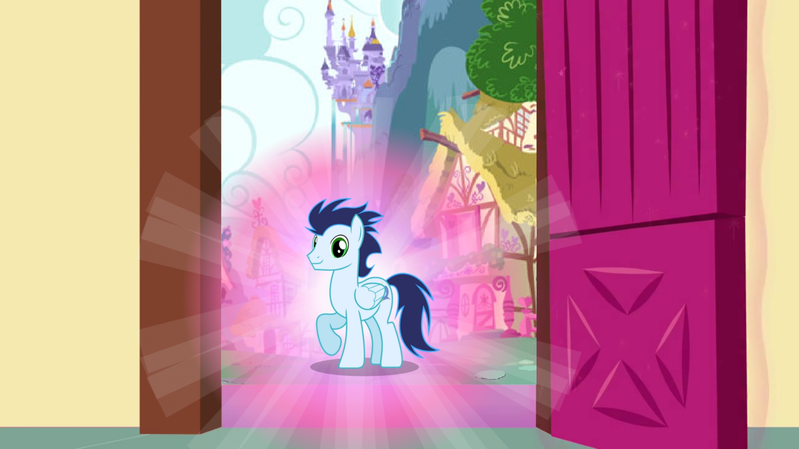 #3521324 - safe, soarin', pegasus, pony, g4, background, love, ponyville, sugarcube corner ...