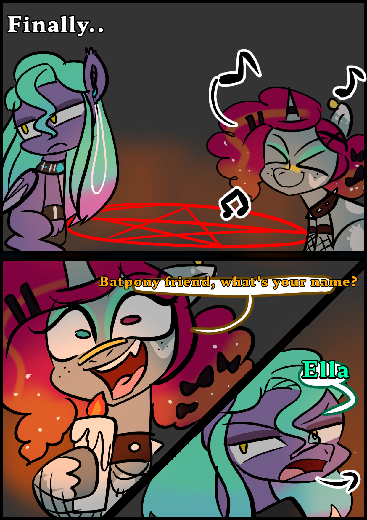 #3523196 - safe, artist:jully-park, oc, oc only, oc:ailee hatter, oc:ella evans, bat pony, pony ...