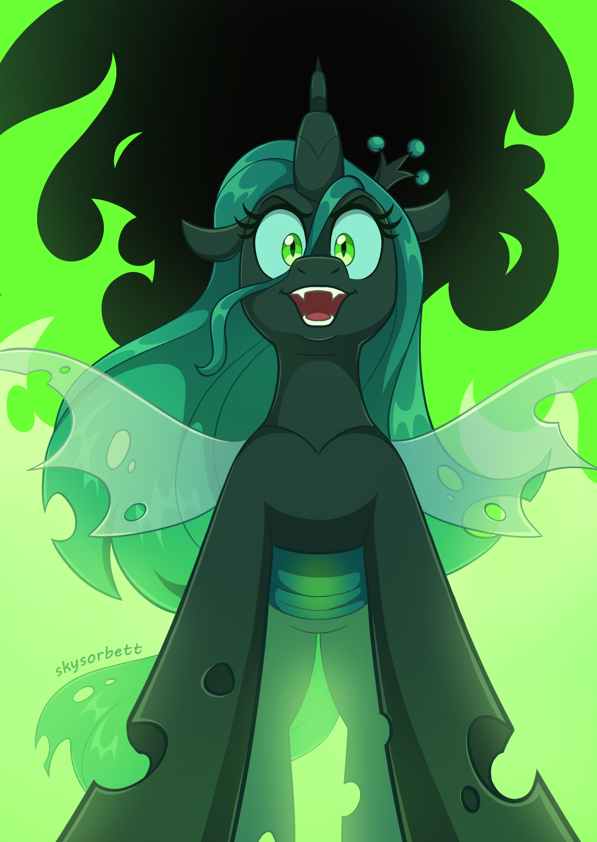 #3711110 - safe, artist:skysorbett, queen chrysalis, changeling, g4 ...