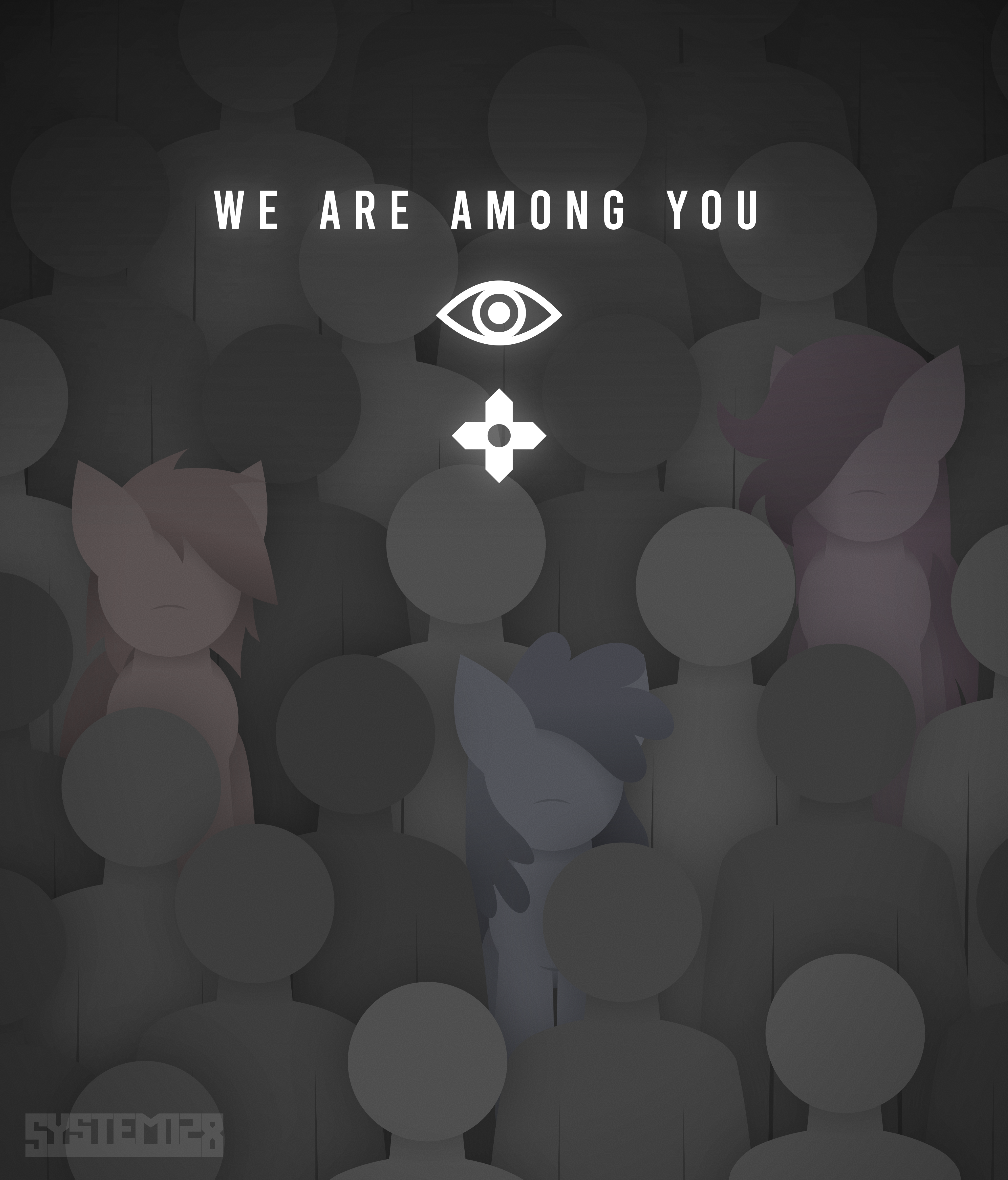 #3711403 - safe, artist:system128, earth pony, human, pony, crowd, icon ...