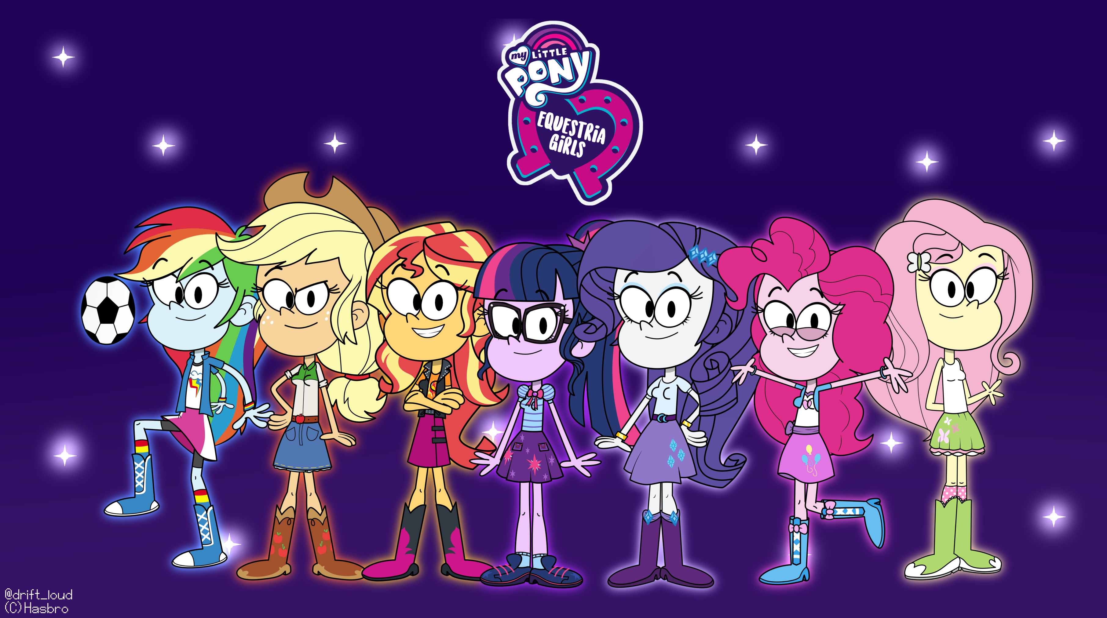 #3712157 - safe, artist:driftloud, applejack, fluttershy, pinkie pie ...