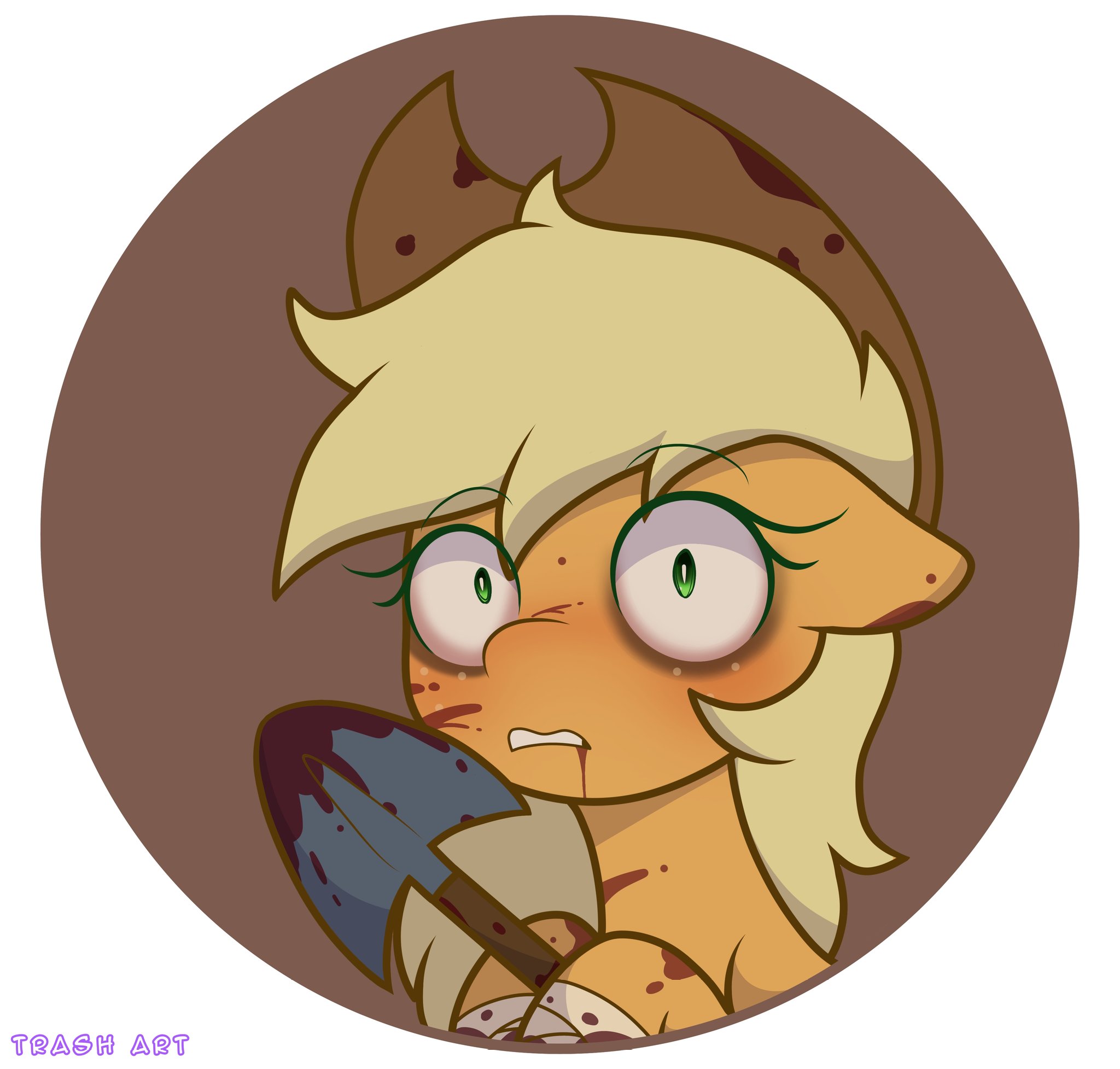 #3712344 - semi-grimdark, artist:trash art, applejack, earth pony, pony ...