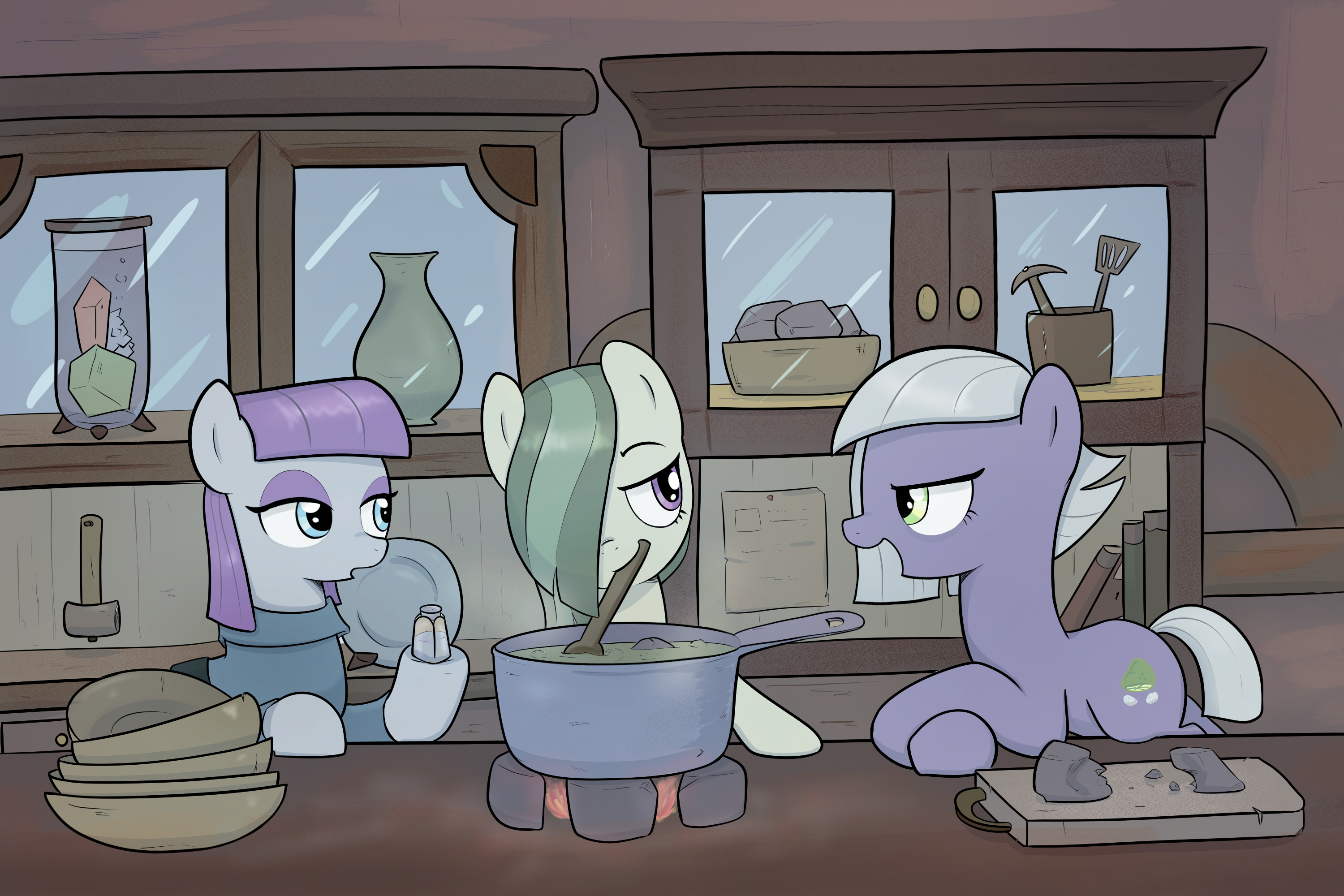 #3715876 - safe, artist:kamagi, limestone pie, marble pie, maud pie ...