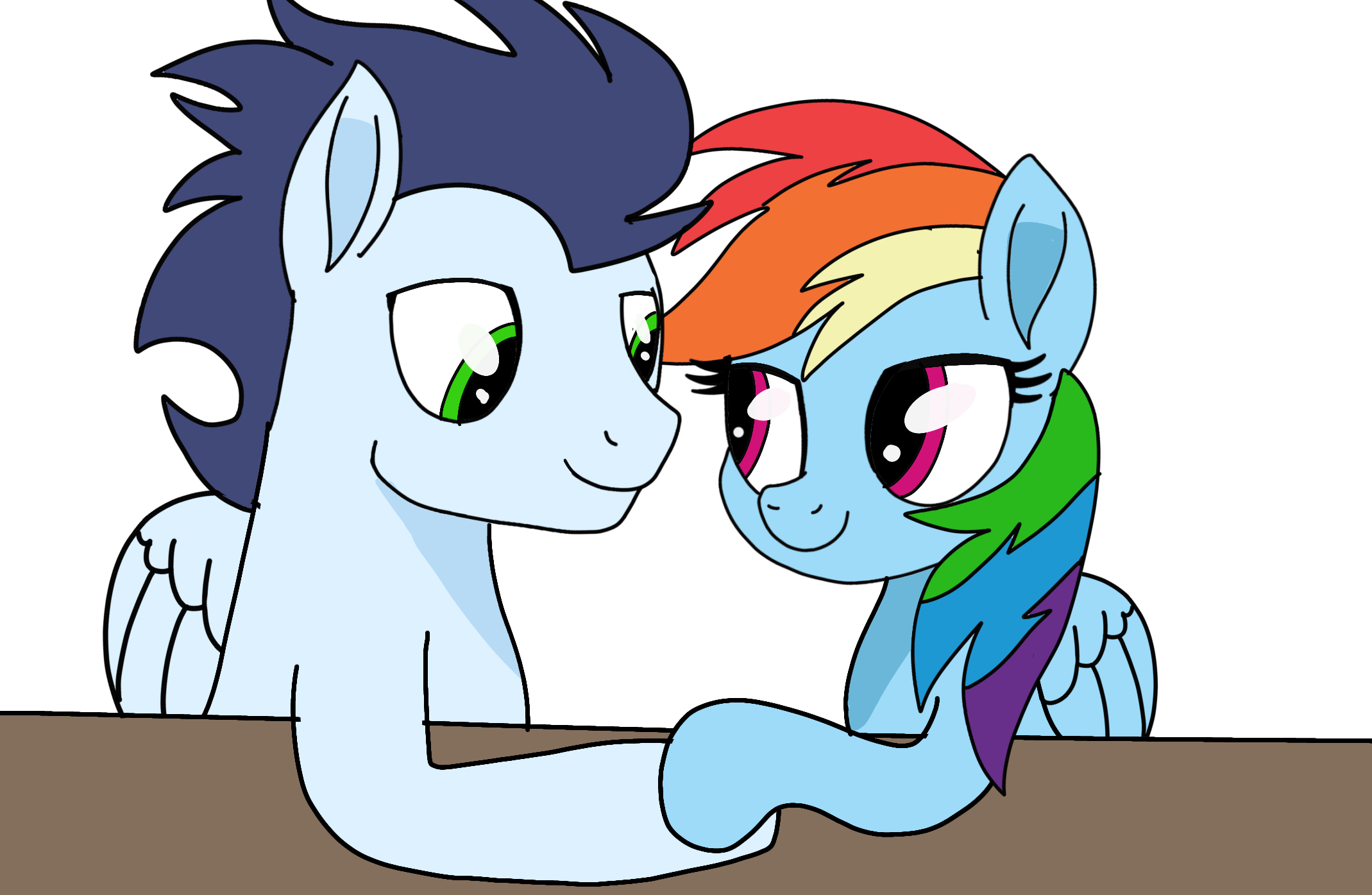 #3540110 - safe, artist:pinky cloudy, rainbow dash, soarin', pegasus ...