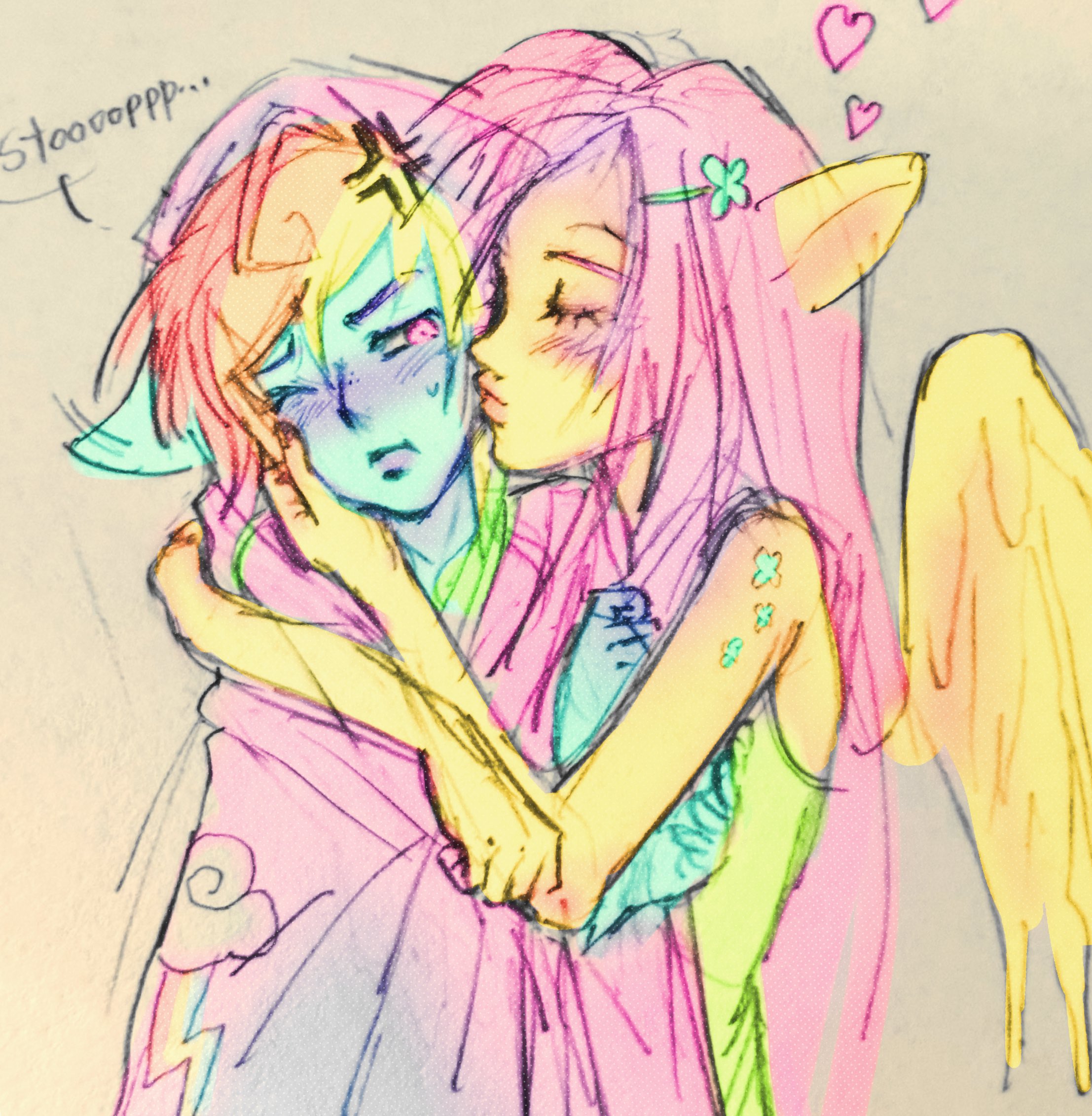 #3540140 - safe, artist:ieatedyuripizza, fluttershy, rainbow dash, human, g4, duo, duo female ...