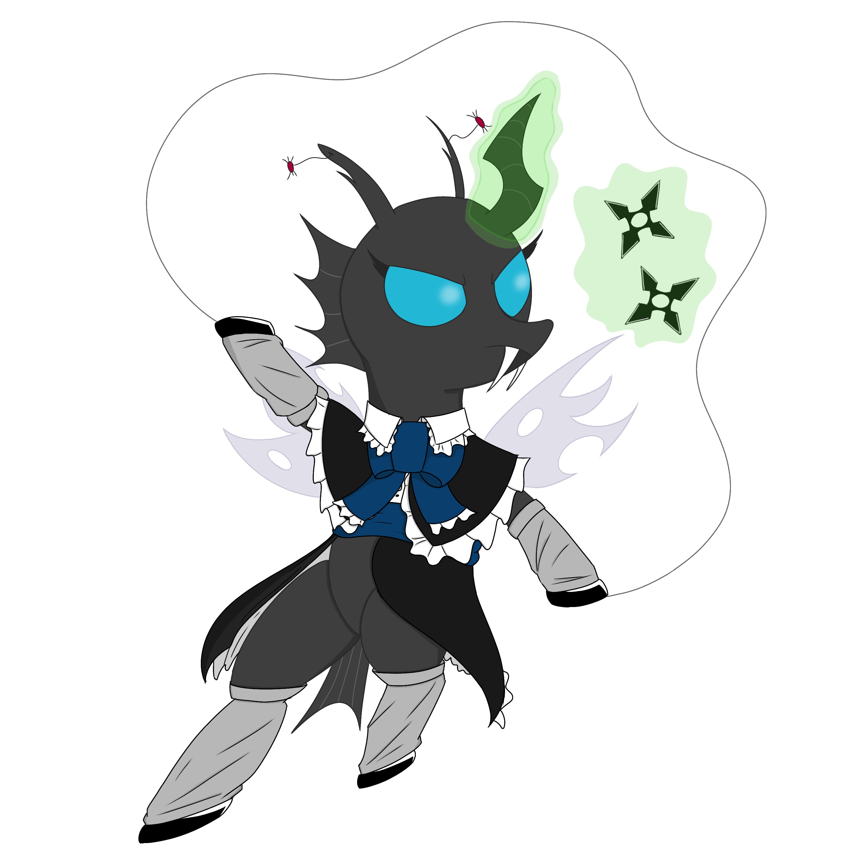 #3545905 - safe, artist:mizukame, oc, oc only, oc:mist veil, changeling, action pose, clothes ...