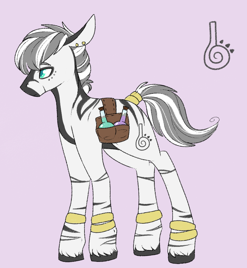 #3546628 - safe, artist:dracini, oc, oc only, oc:strange catalyst, zebra, bag, male, pink ...