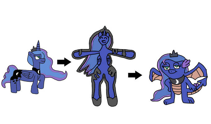 #3547083 - safe, artist:frdea, princess luna, dragon, g4, dragonified ...