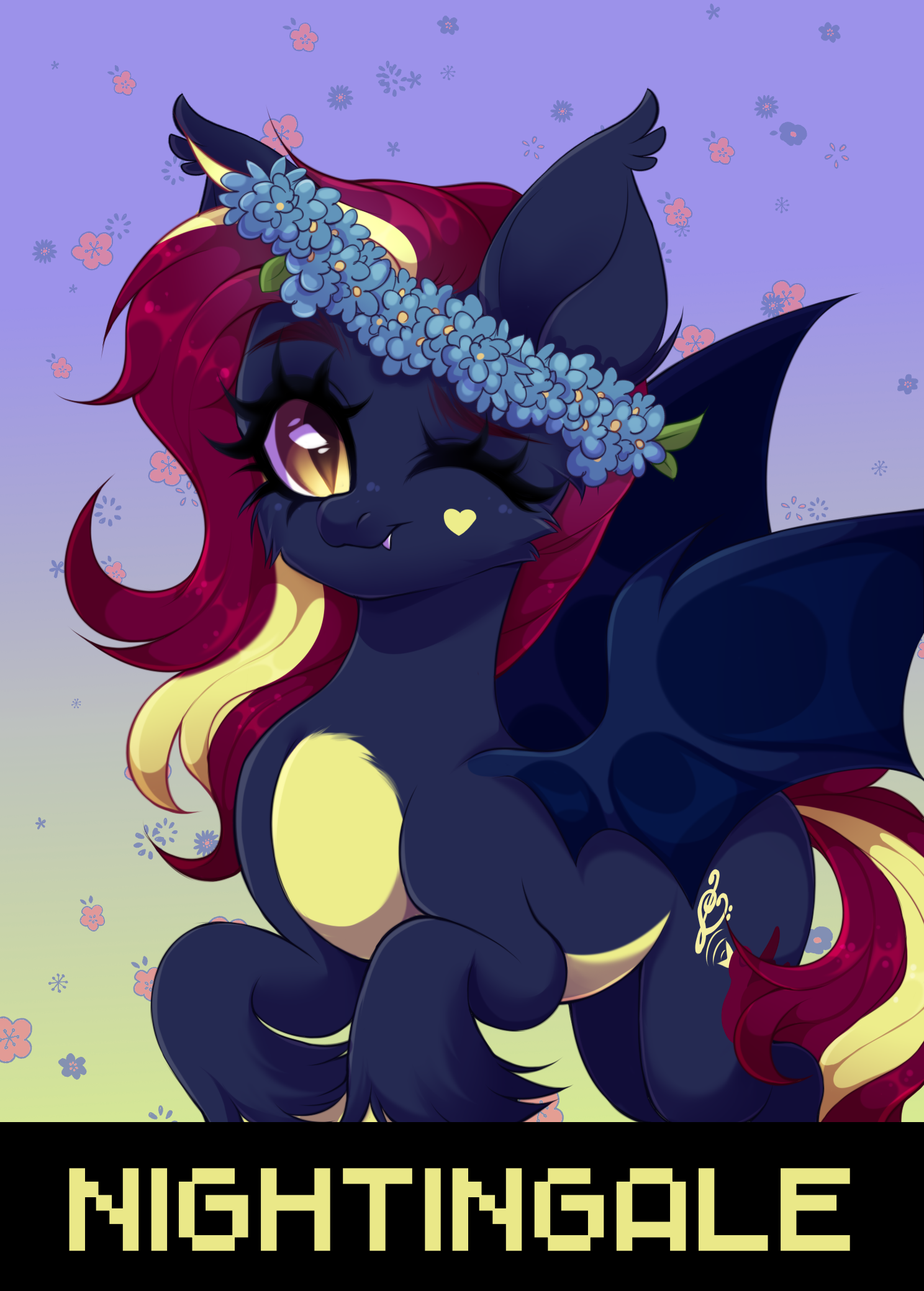 #3548834 - safe, artist:kisuna, oc, oc only, oc:nightingale ode, bat pony, bat pony oc, female ...