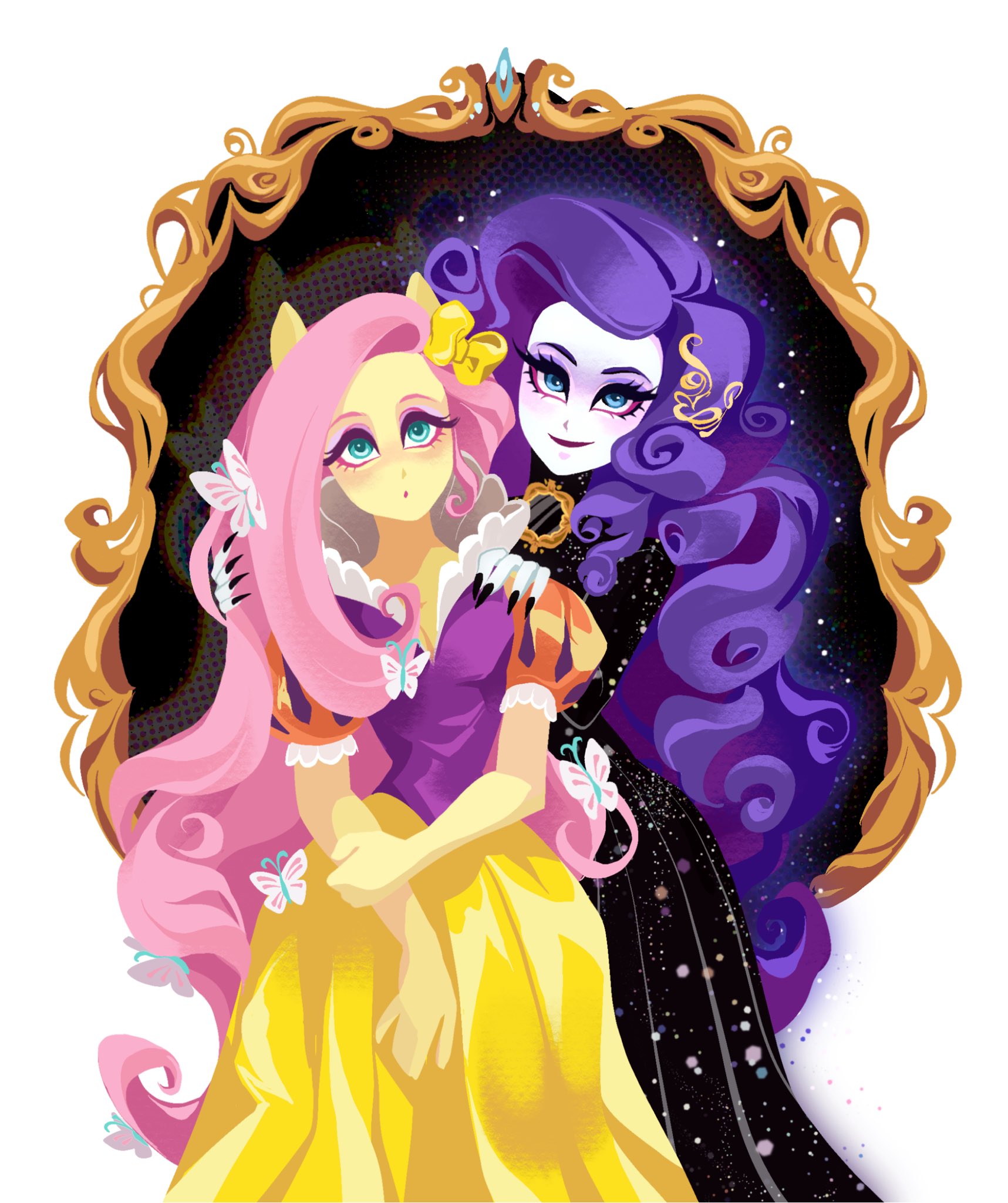 #3549008 - safe, artist:libbly_libby, fluttershy, rarity, butterfly ...