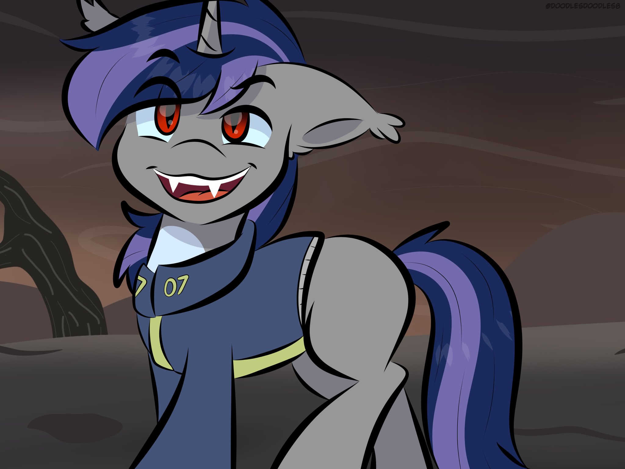 #3549537 - safe, artist:doodle-hooves, oc, oc only, oc:dreaming star, bat pony, bat pony unicorn ...