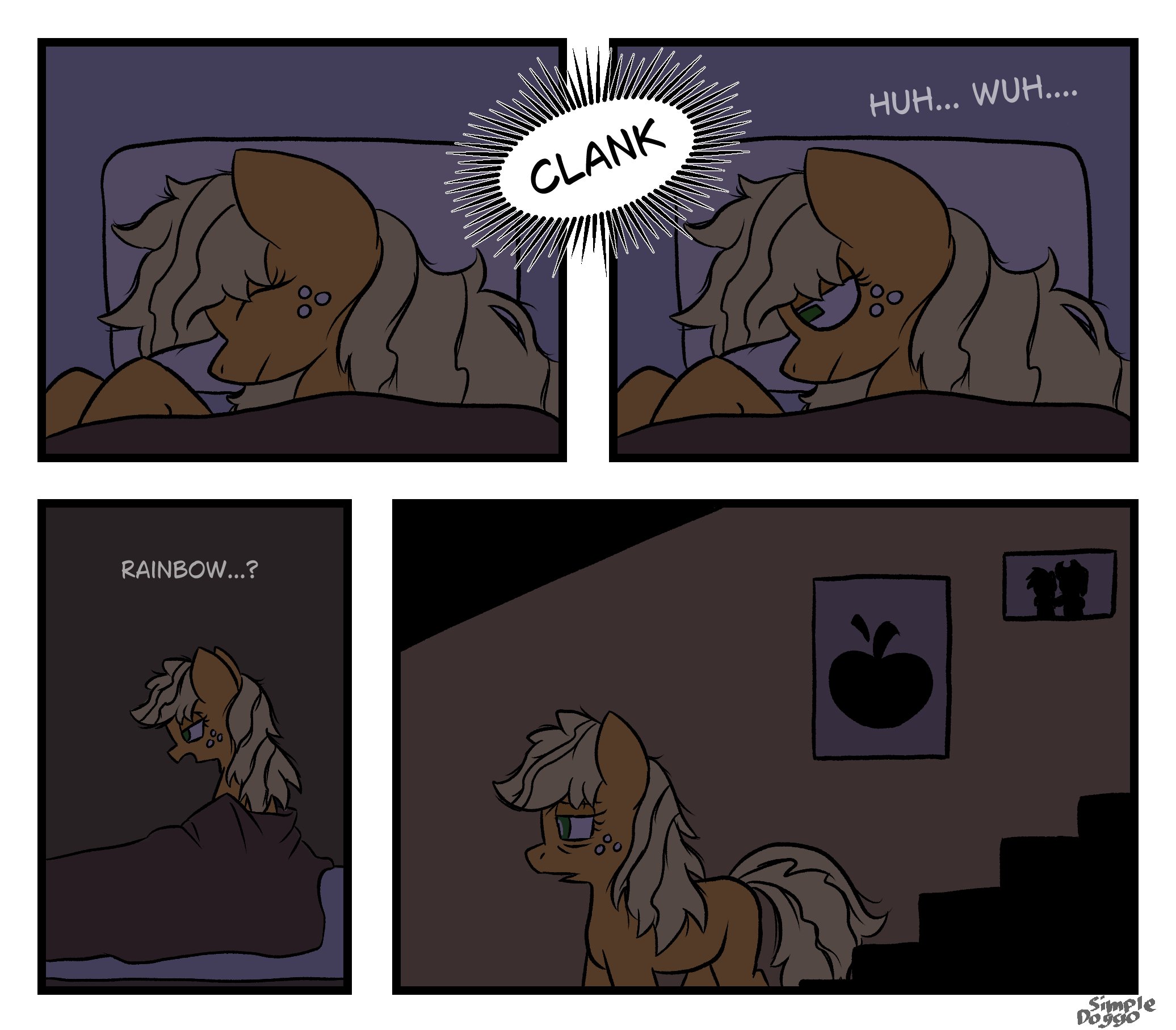 #3549695 - safe, artist:simpledoggo, applejack, earth pony, pony, g4, comic, dialogue, female ...