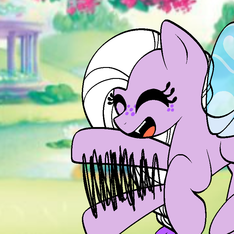 #3549957 - safe, artist:kharmacal, oc, oc only, oc:glitter dust, flutter pony, braid, fangs ...