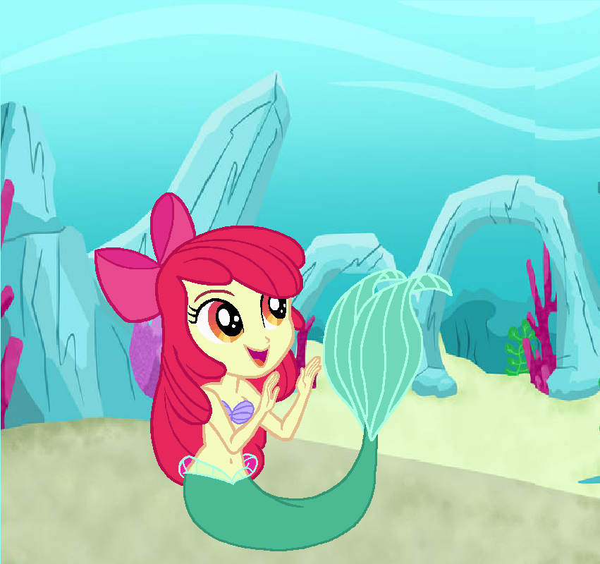 #3550570 - safe, artist:ocean lover, apple bloom, human, mermaid ...