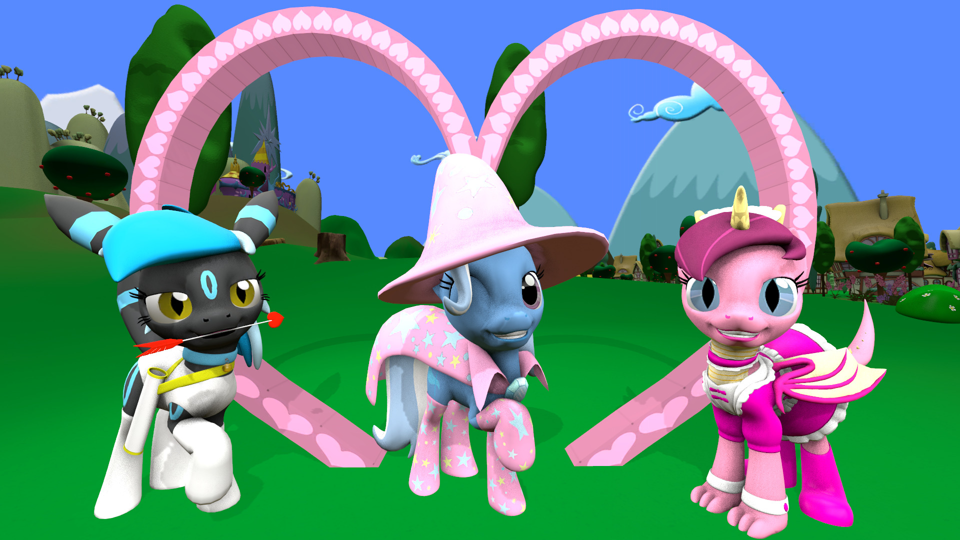 #3550931 - safe, artist:ask-the-luna-knight, trixie, oc, bat pony, pony ...