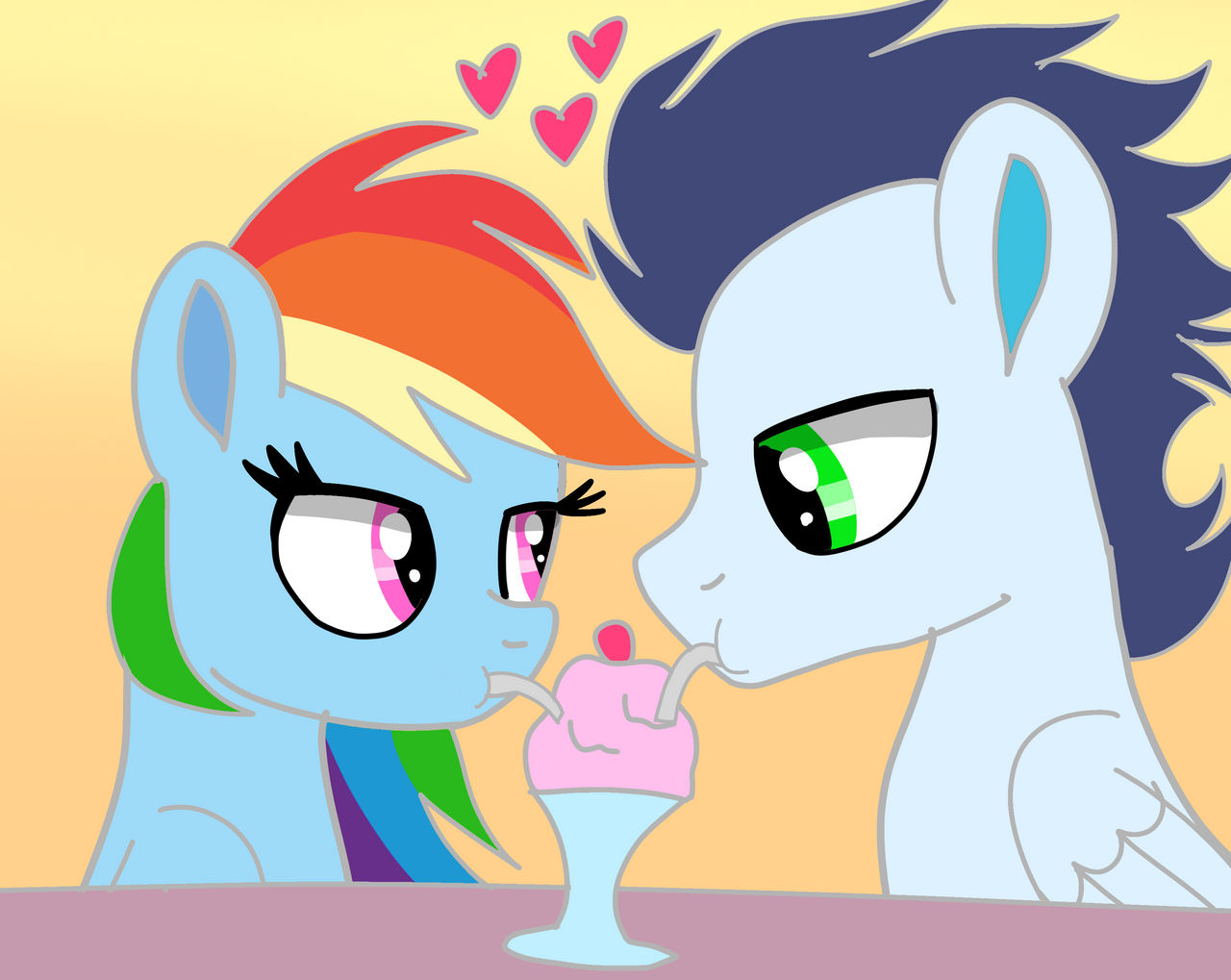 #3540433 - safe, artist:mrsdashskies, rainbow dash, soarin', pegasus ...