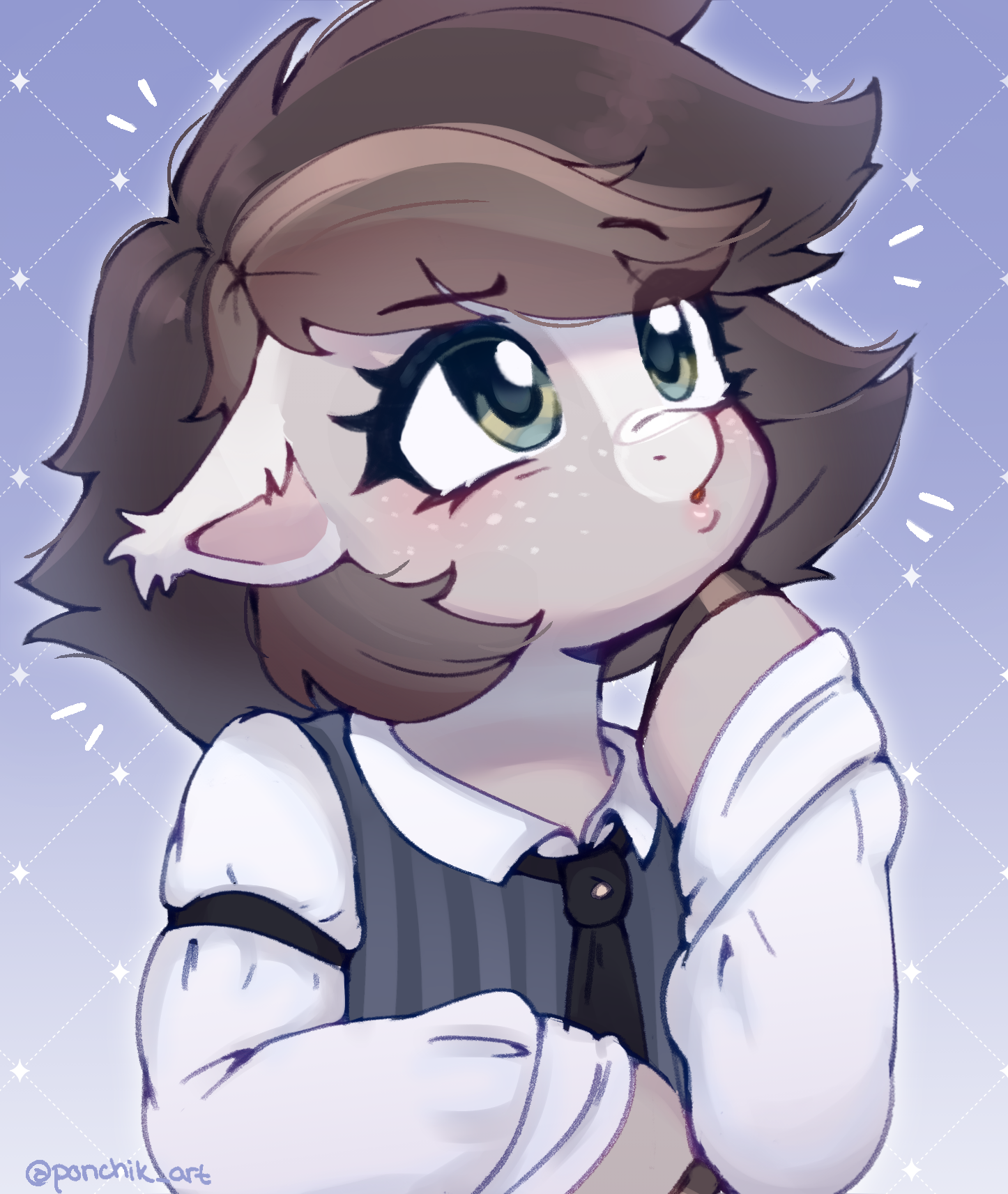 #3552011 - safe, artist:ponchik_art, oc, oc only, oc:news flash, bat pony, bust, clothes, ear ...