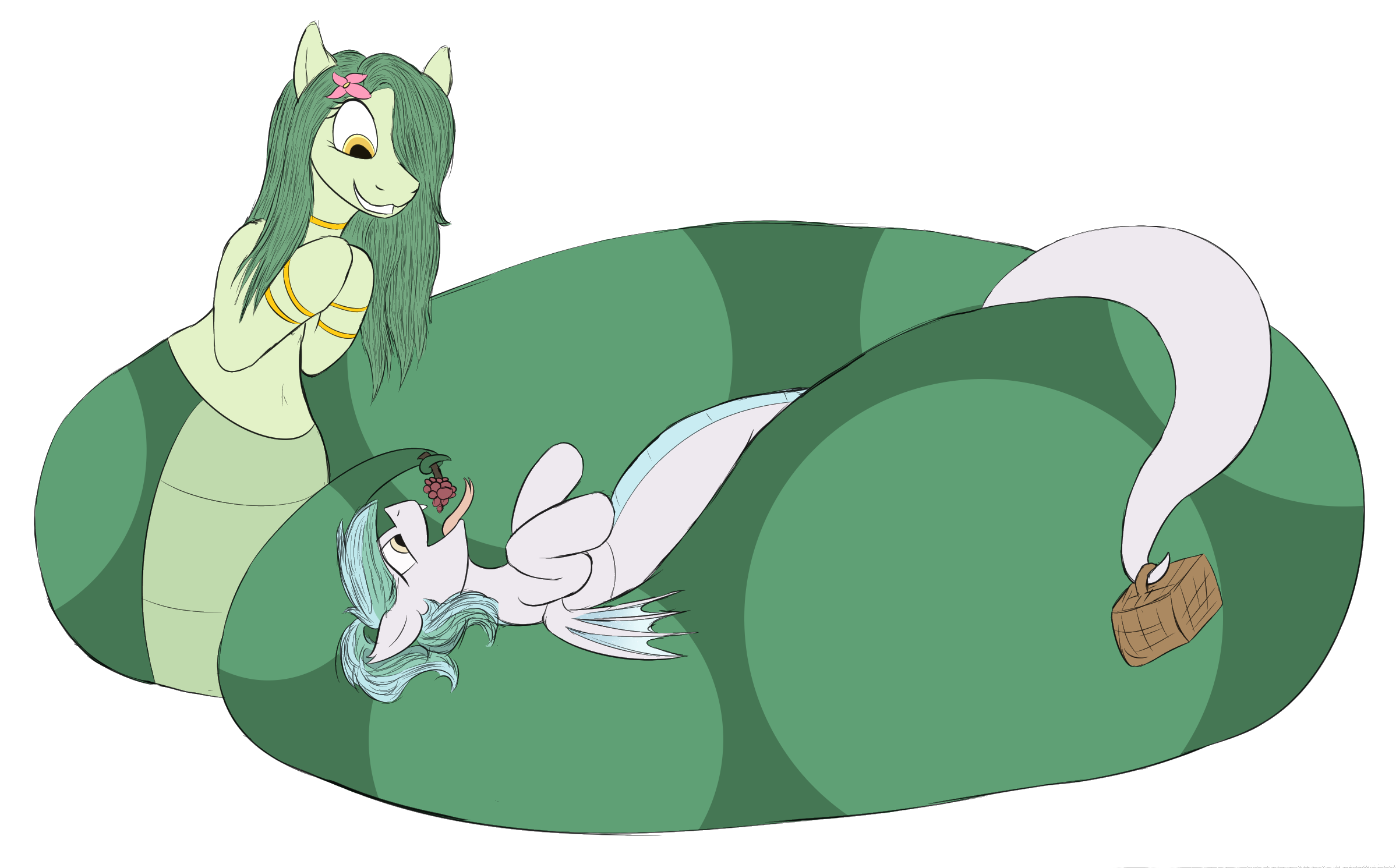 #3552514 - safe, artist:polofastter, artist:triksa, oc, oc only, oc:biru, oc:lamey, lamia ...