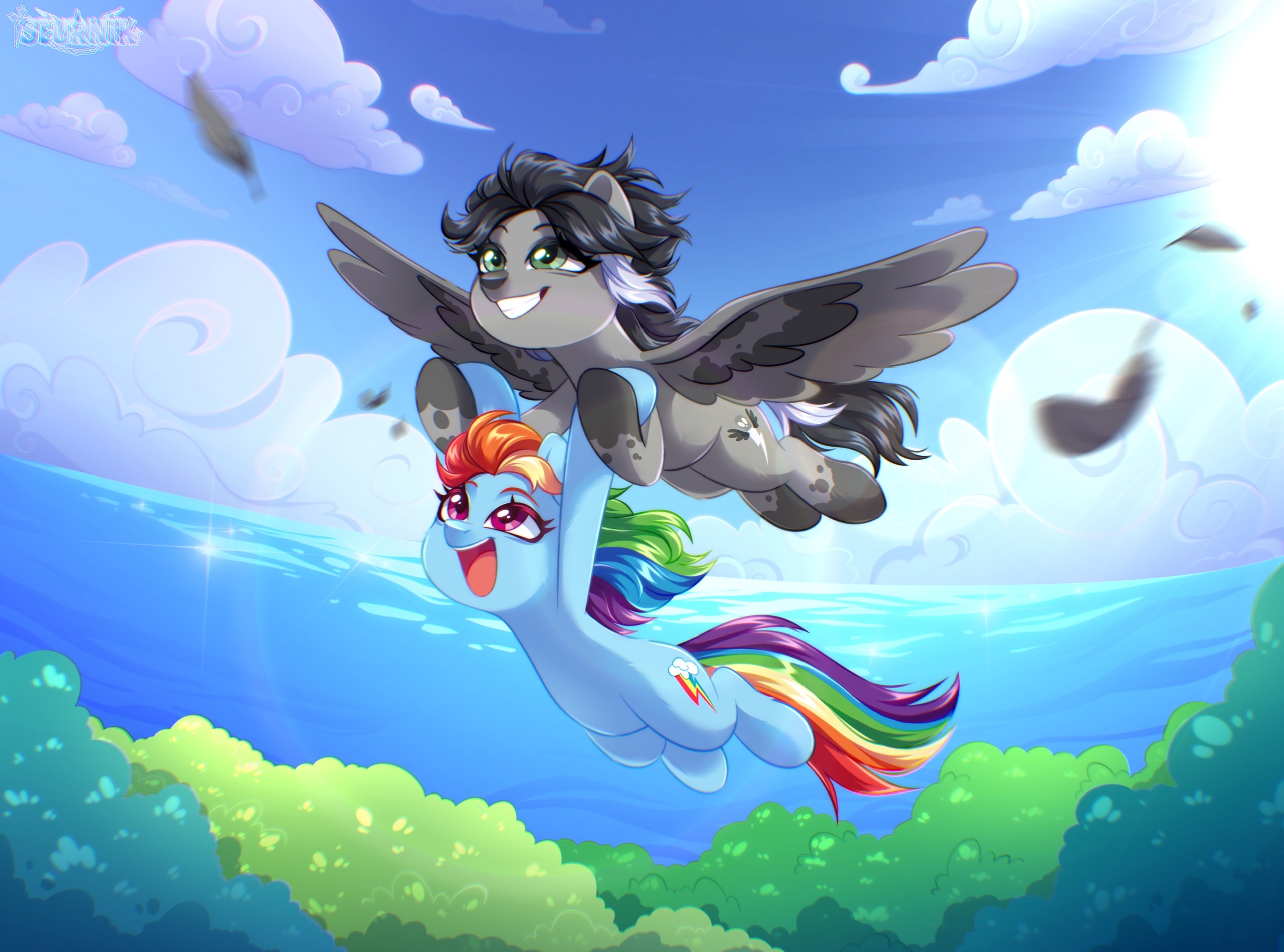 #3554157 - source needed, useless source url, safe, artist:seurnik, rainbow dash, oc, oc:light ...