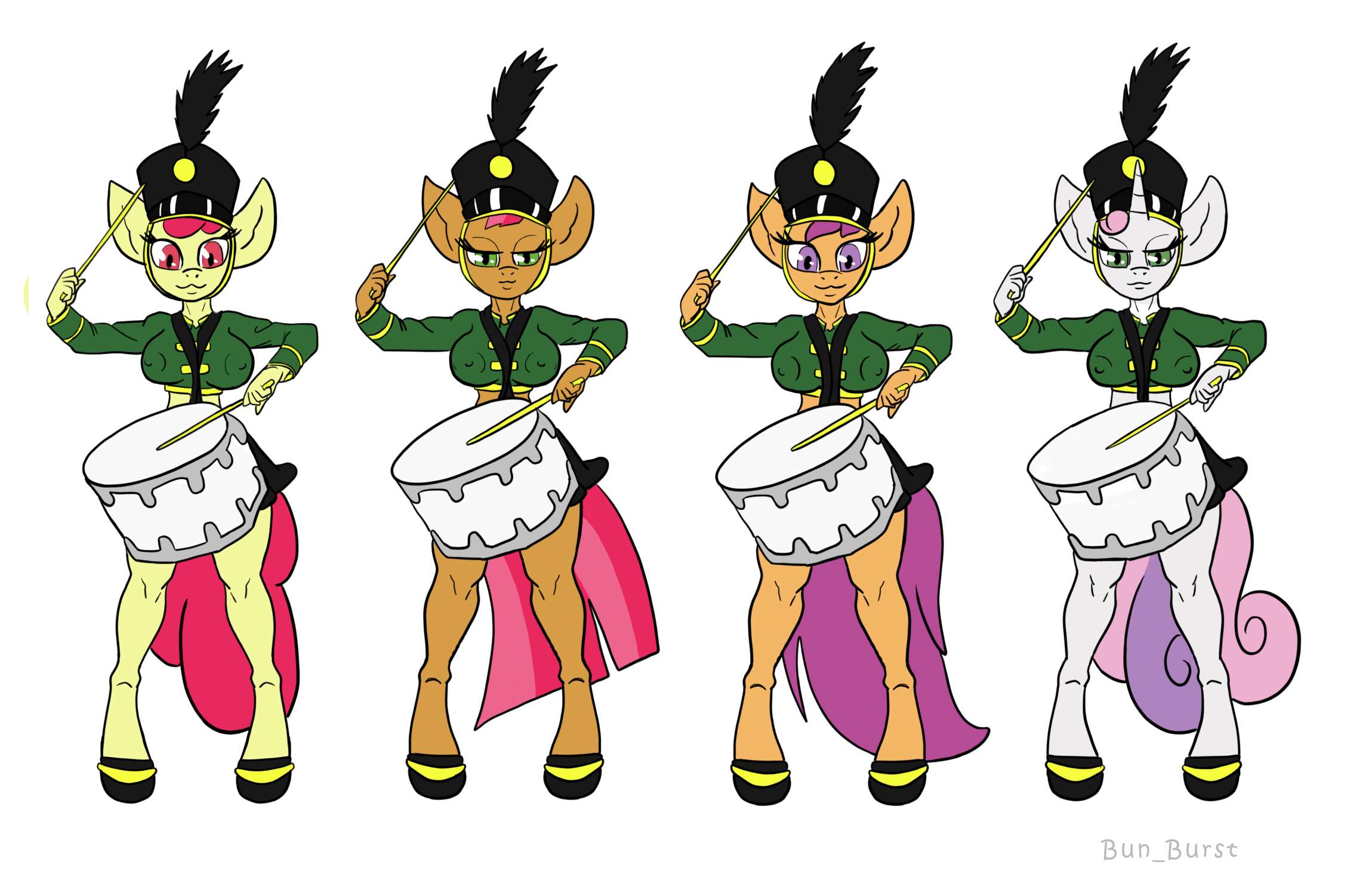 #3555569 - suggestive, artist:bun_burst, apple bloom, babs seed, scootaloo, sweetie belle, earth ...