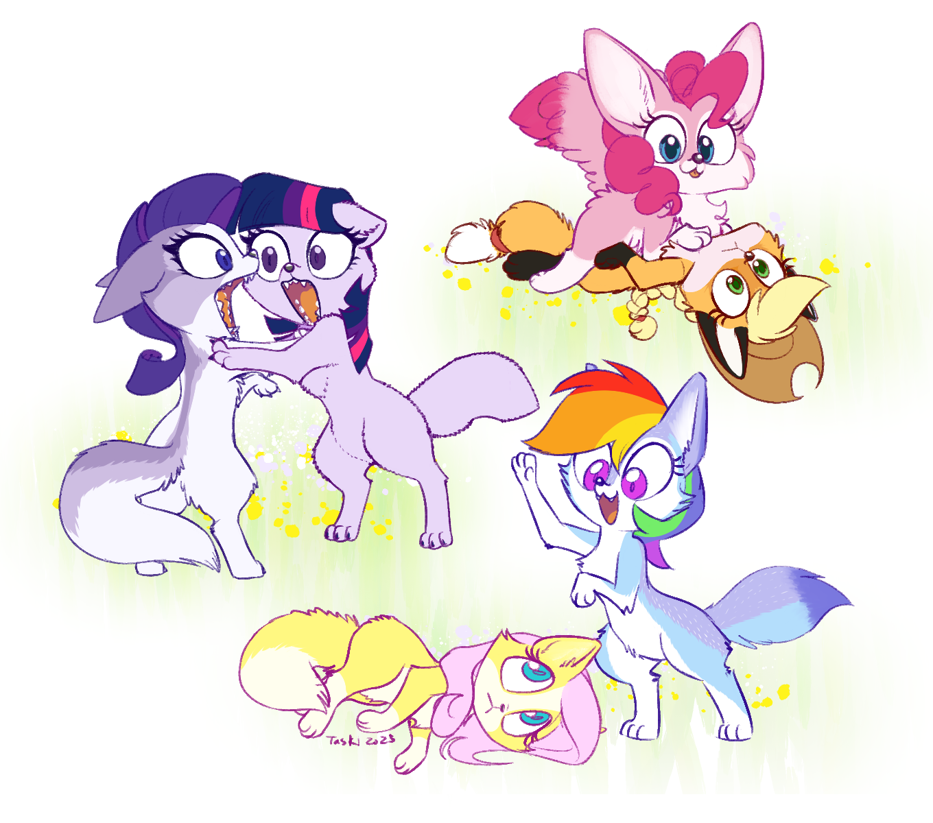 #3555808 - safe, artist:furseiseki, applejack, fluttershy, pinkie pie ...