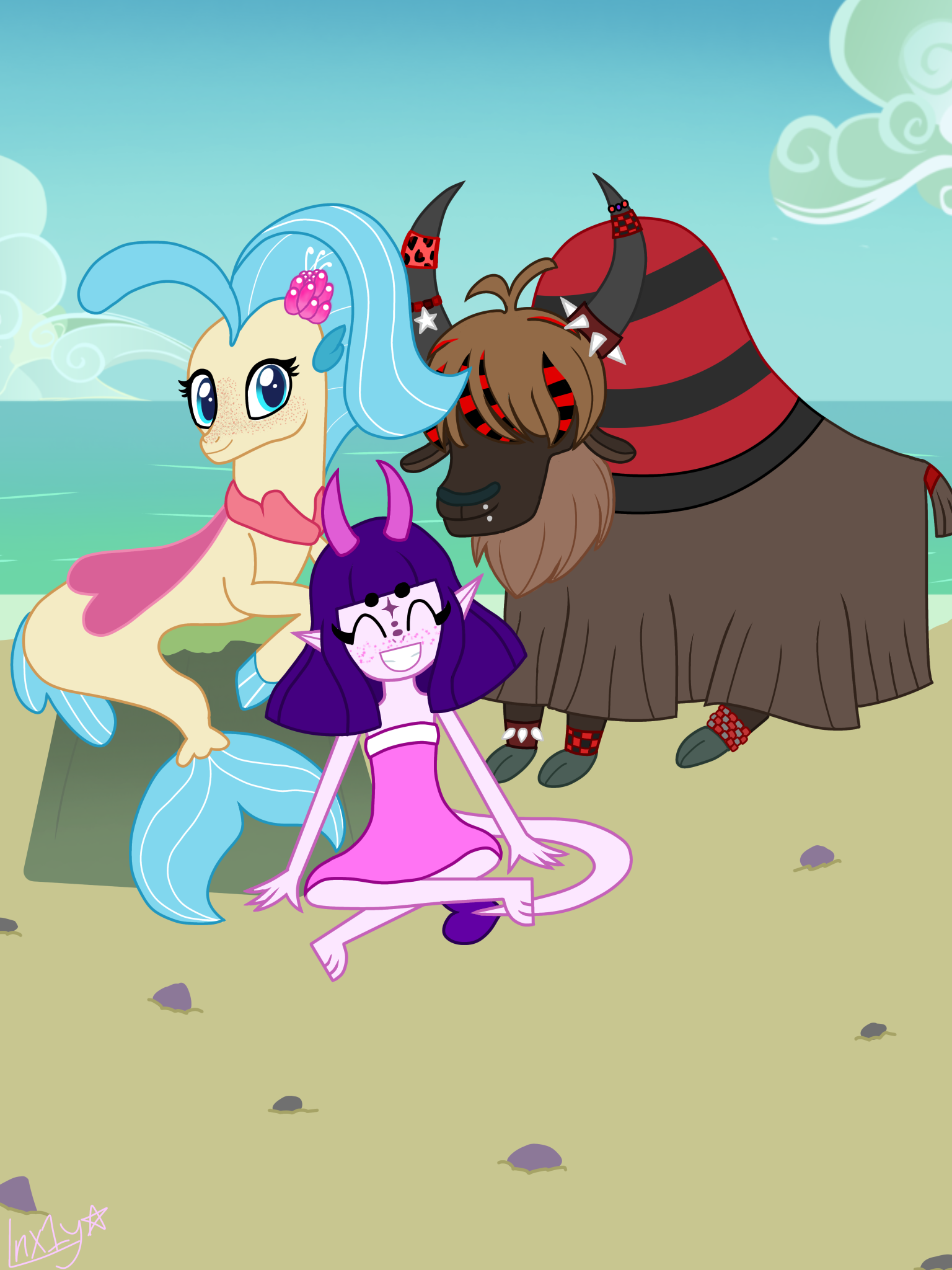 #3557095 - safe, artist:lnx1ynight16, princess skystar, oc, oc:lnx1y ...