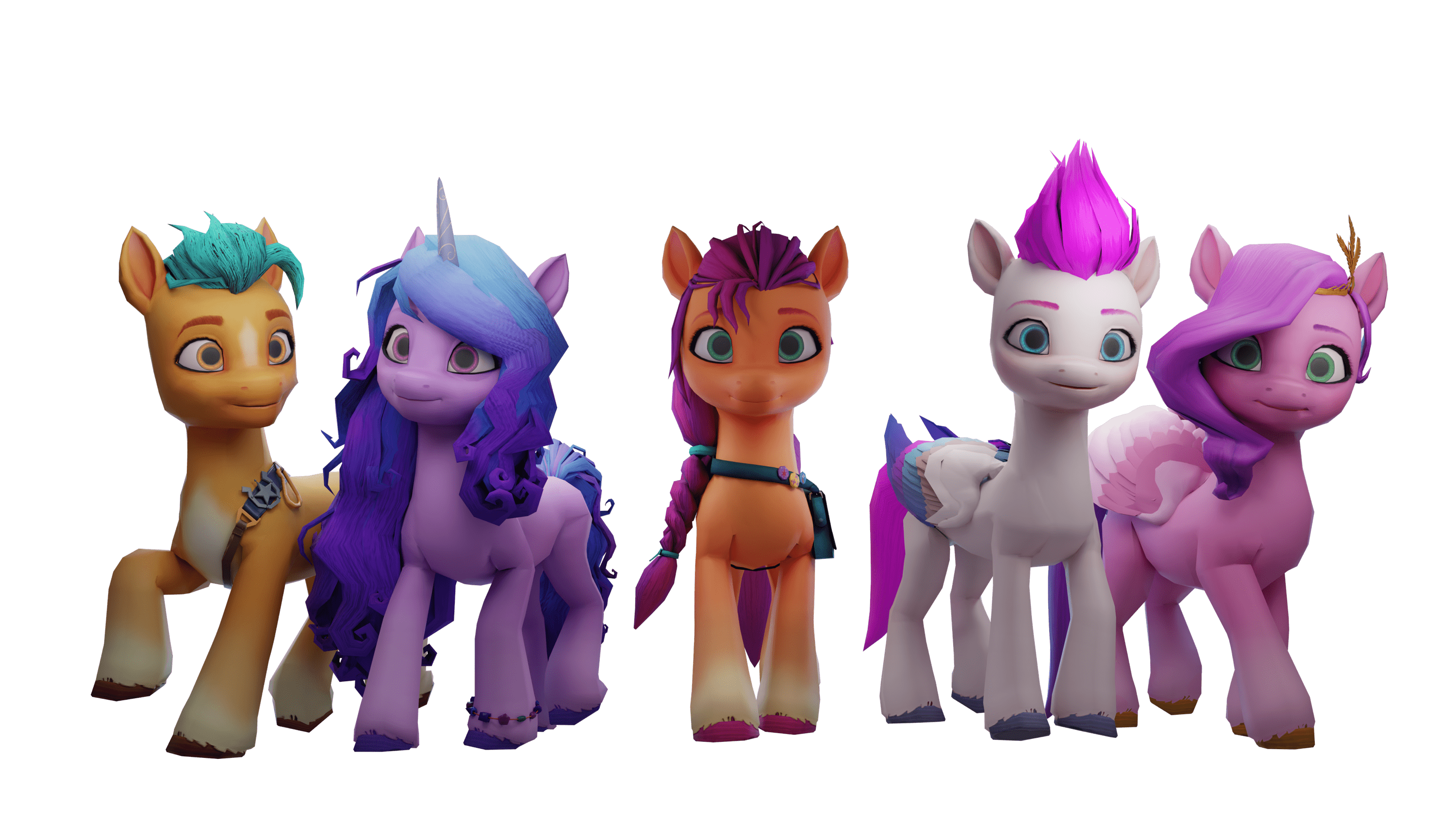 #3557357 - safe, hitch trailblazer, izzy moonbow, pipp petals, sunny starscout, zipp storm ...