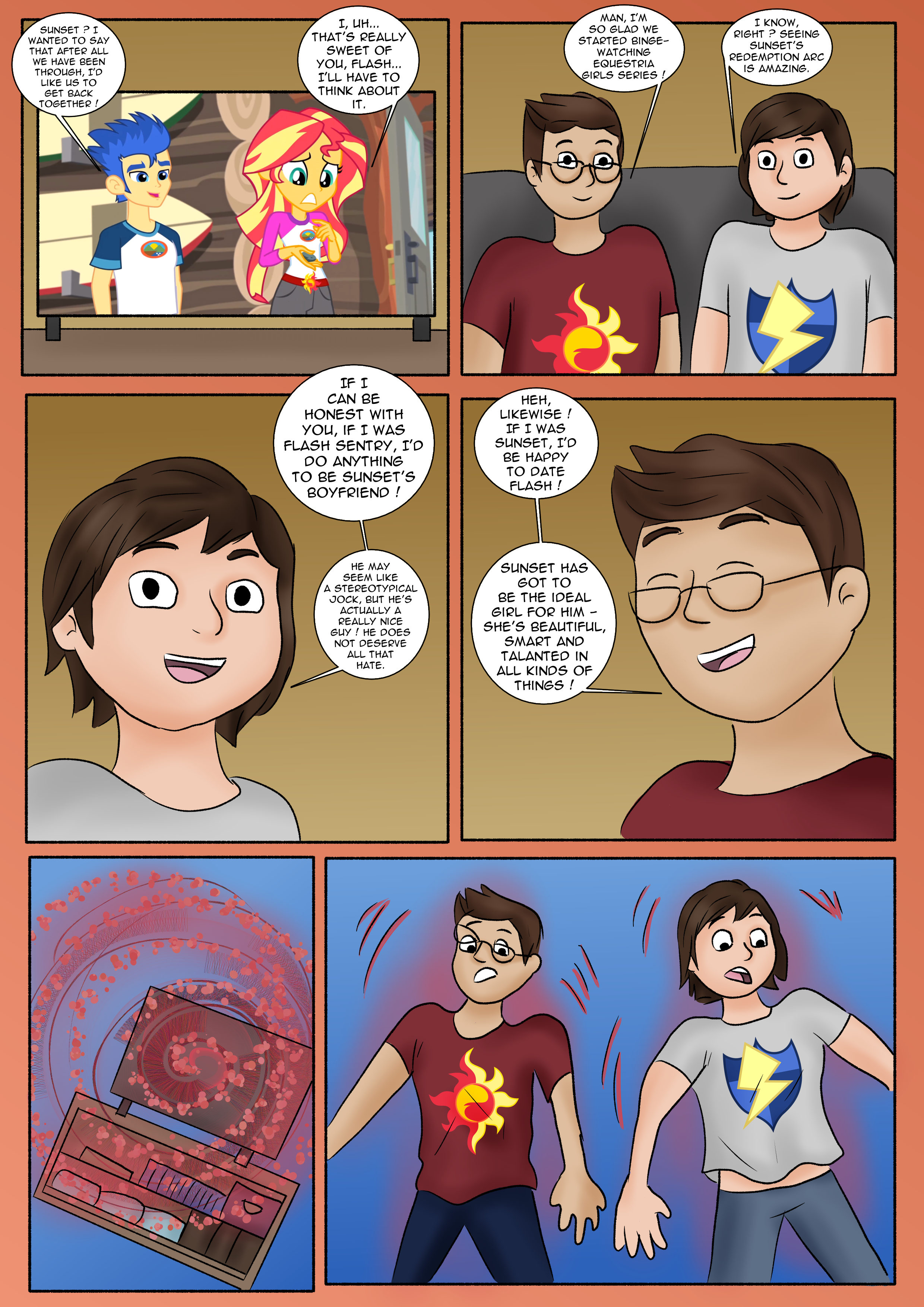 #3542778 - safe, artist:tf-plaza, flash sentry, sunset shimmer, human ...