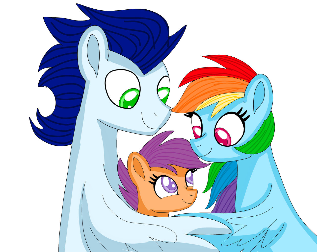 #3543899 - safe, artist:mrsdashskies, rainbow dash, scootaloo, soarin ...