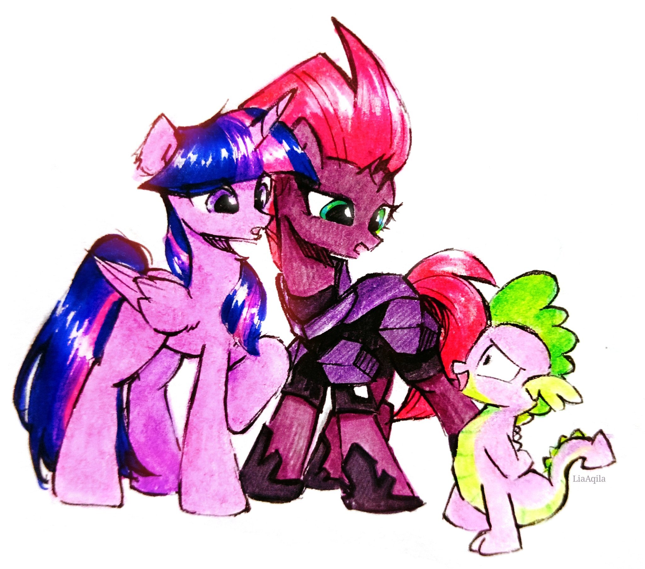 #3544571 - safe, artist:liaaqila, fizzlepop berrytwist, spike, tempest ...